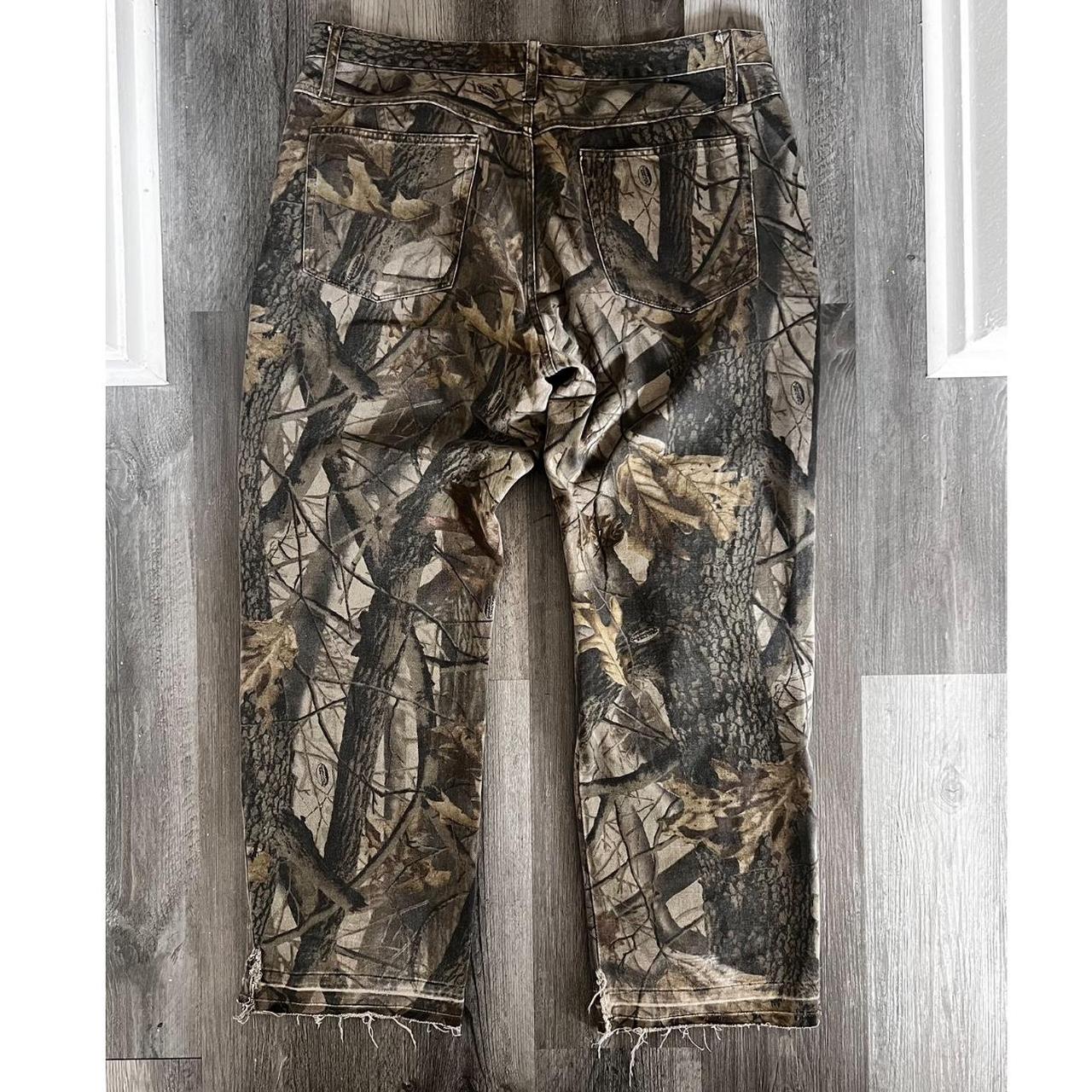 Baggy Vintage Realtree Camo Pants, unhemed at the... - Depop