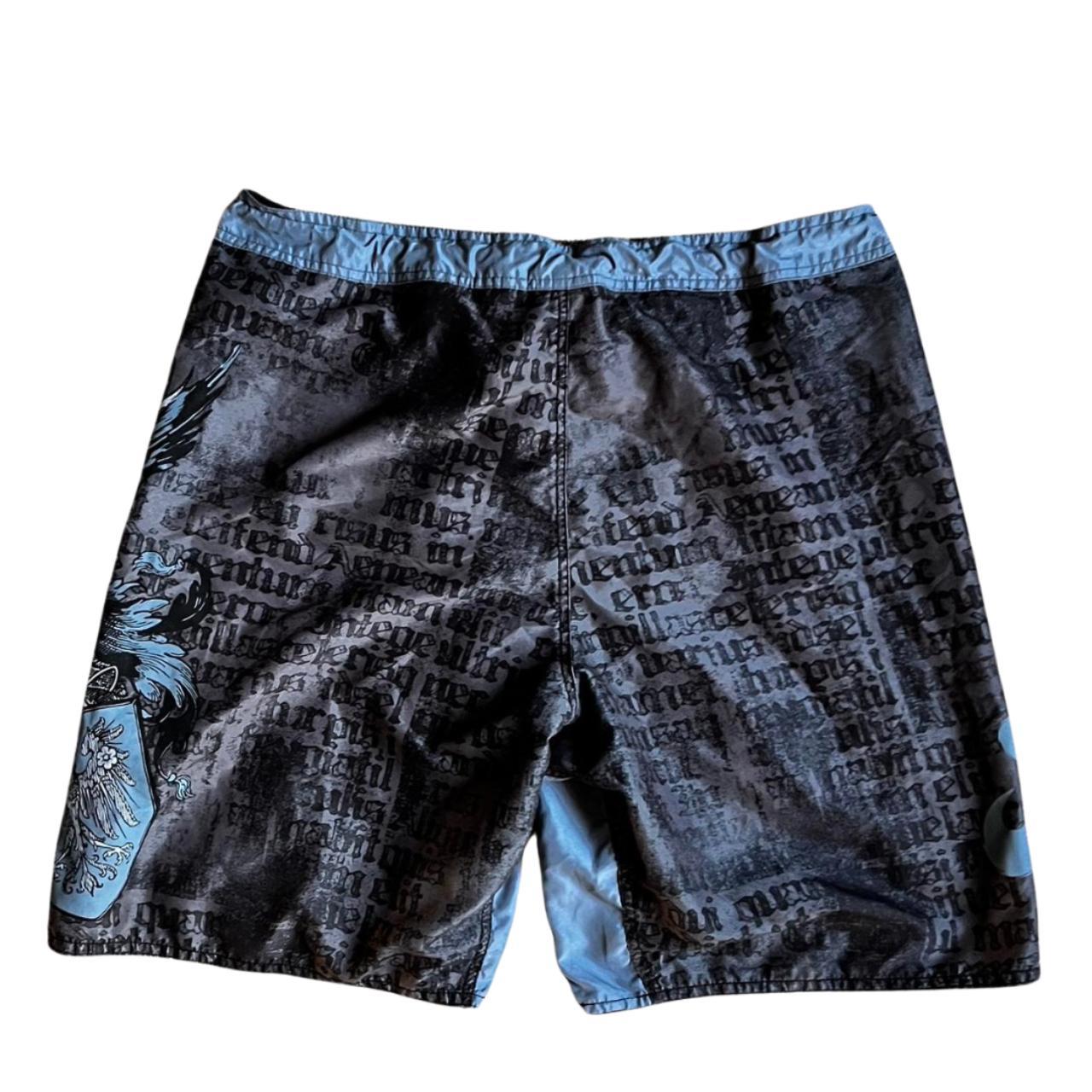 vintage y2k Black and Blue grunge swim trunks size:... - Depop