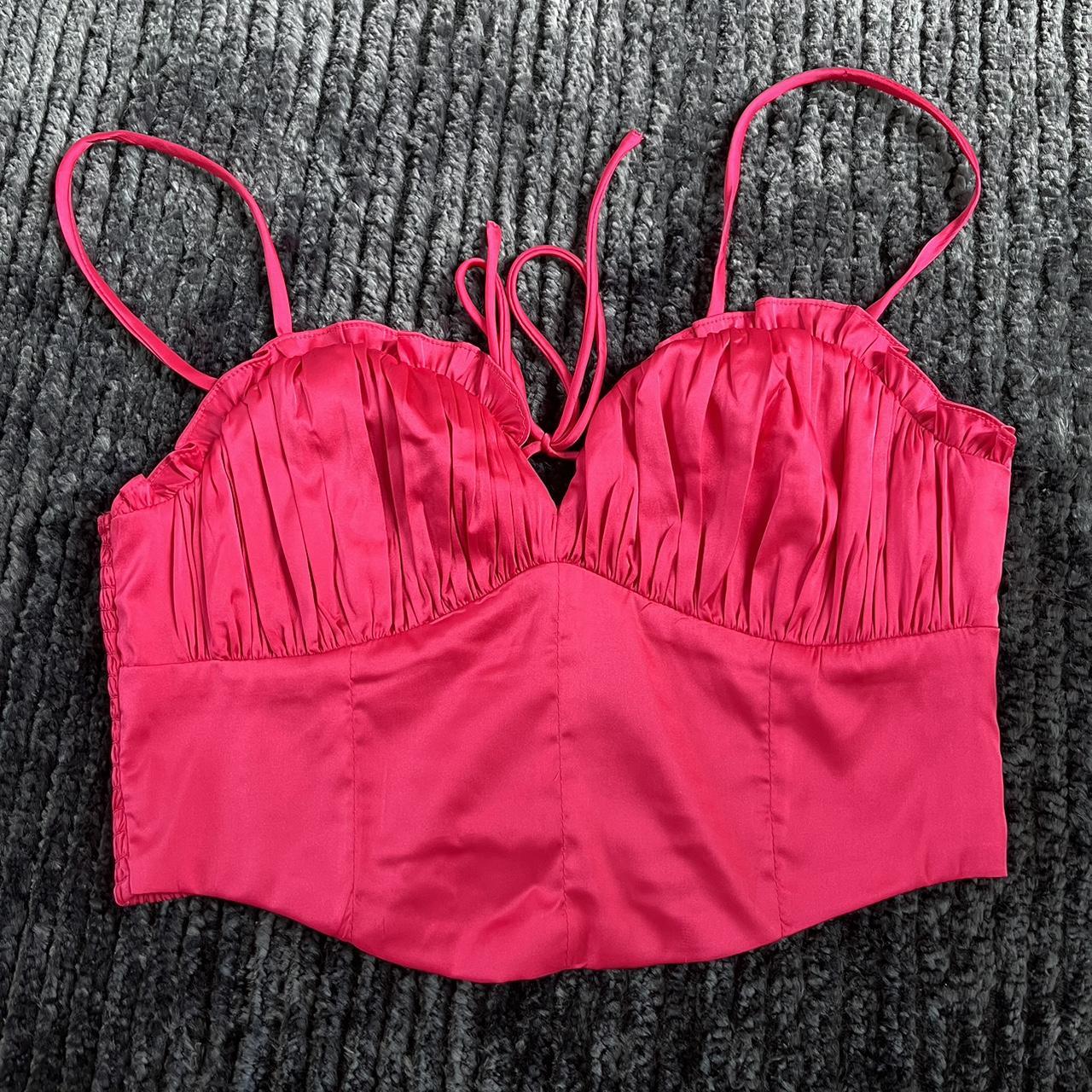 Fuschia Satin Tank-Top ~In perfect... - Depop