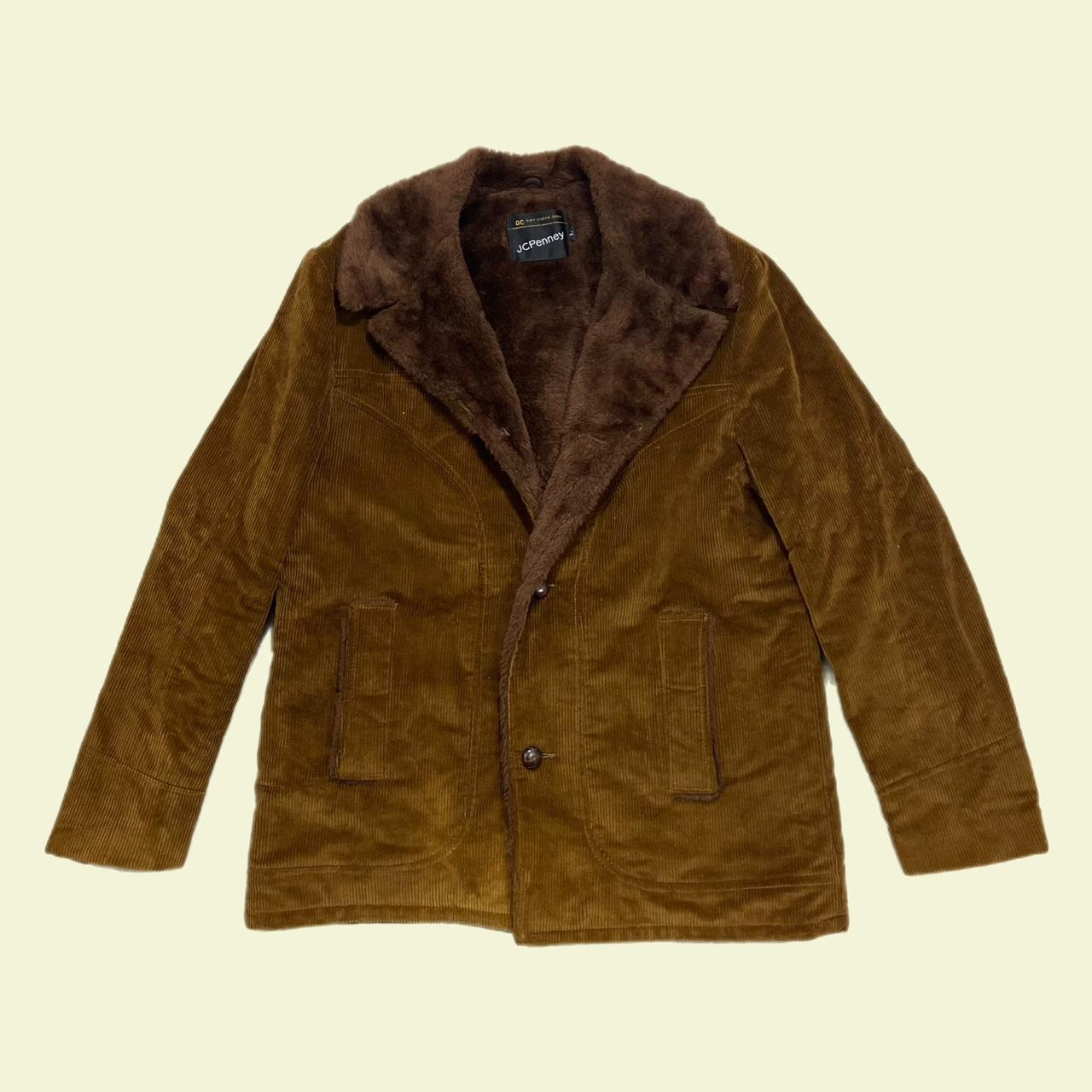 vintage 70s corduroy faux fur coat men’s... - Depop