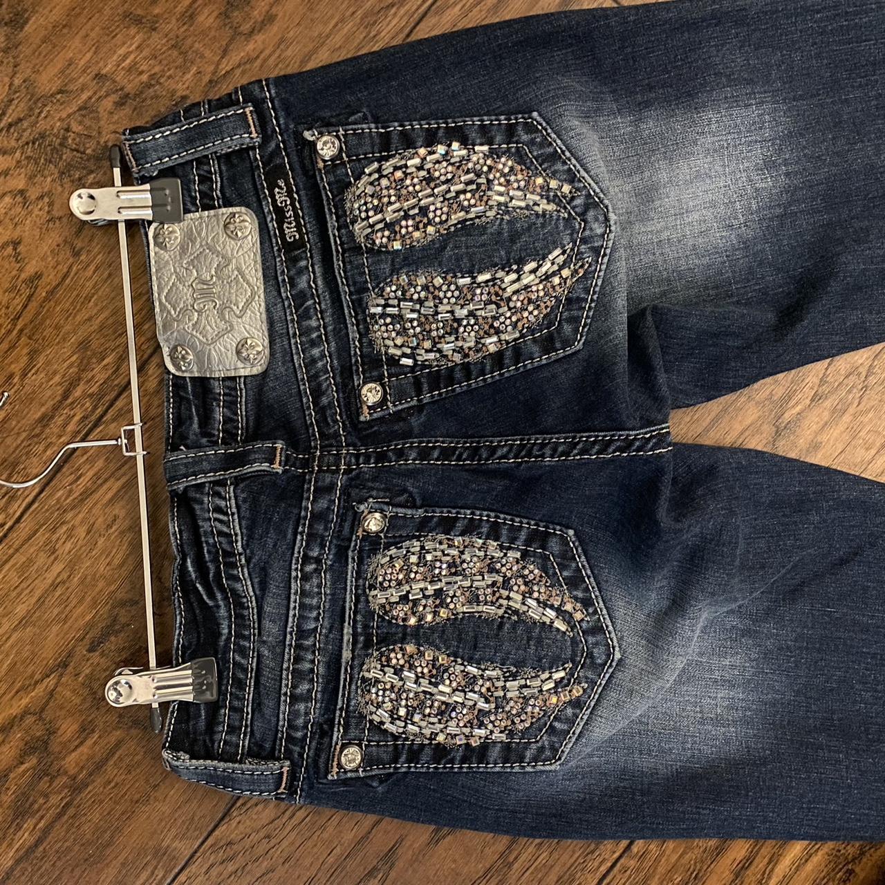 Miss Me Angel Wing Back Pocket Jeans Size 26... - Depop