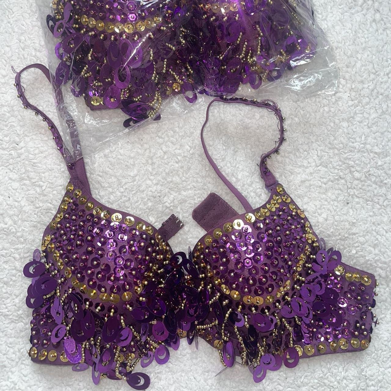 •Purple and gold sequin carnival/rave bra, perfect... - Depop