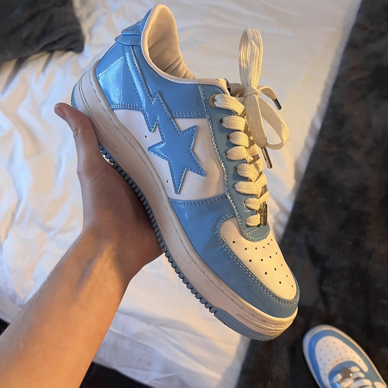 Blue bapesta’s Uk 9 Mint condition comes with box... - Depop