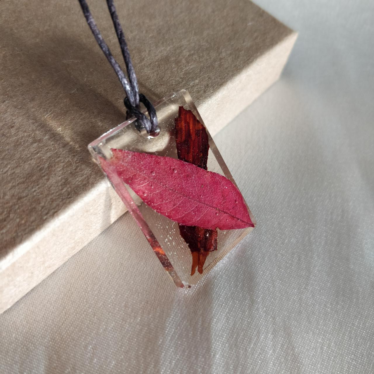 🍁 autumn leaf resin cord necklace 🍁 Handmade by me... - Depop