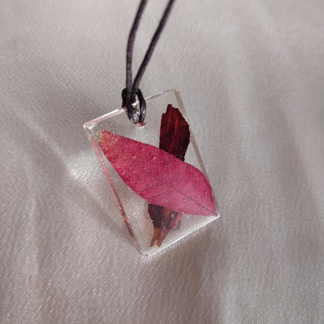 🍁 autumn leaf resin cord necklace 🍁 Handmade by me... - Depop