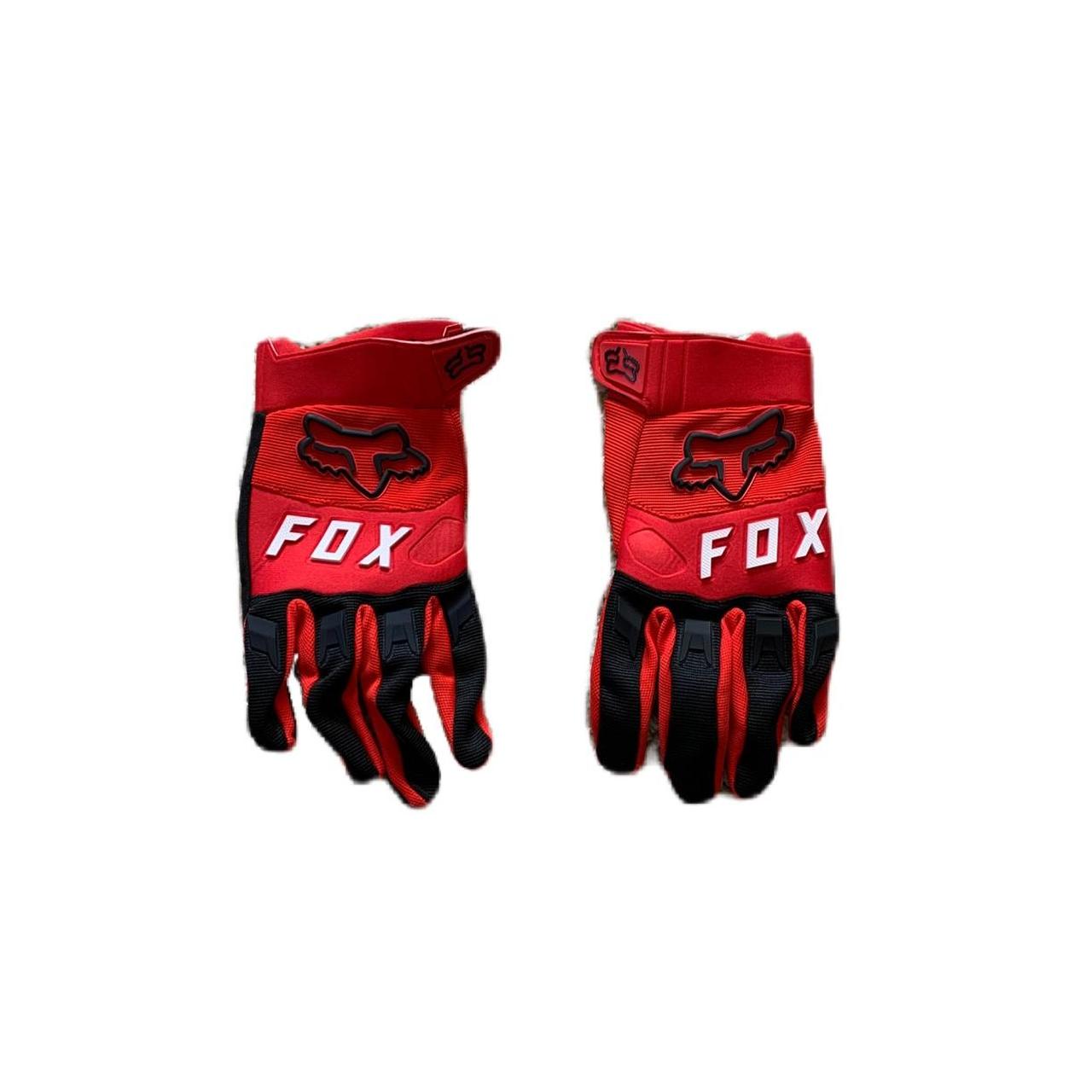 Fox Racing Men's Red and Black Gloves | Depop