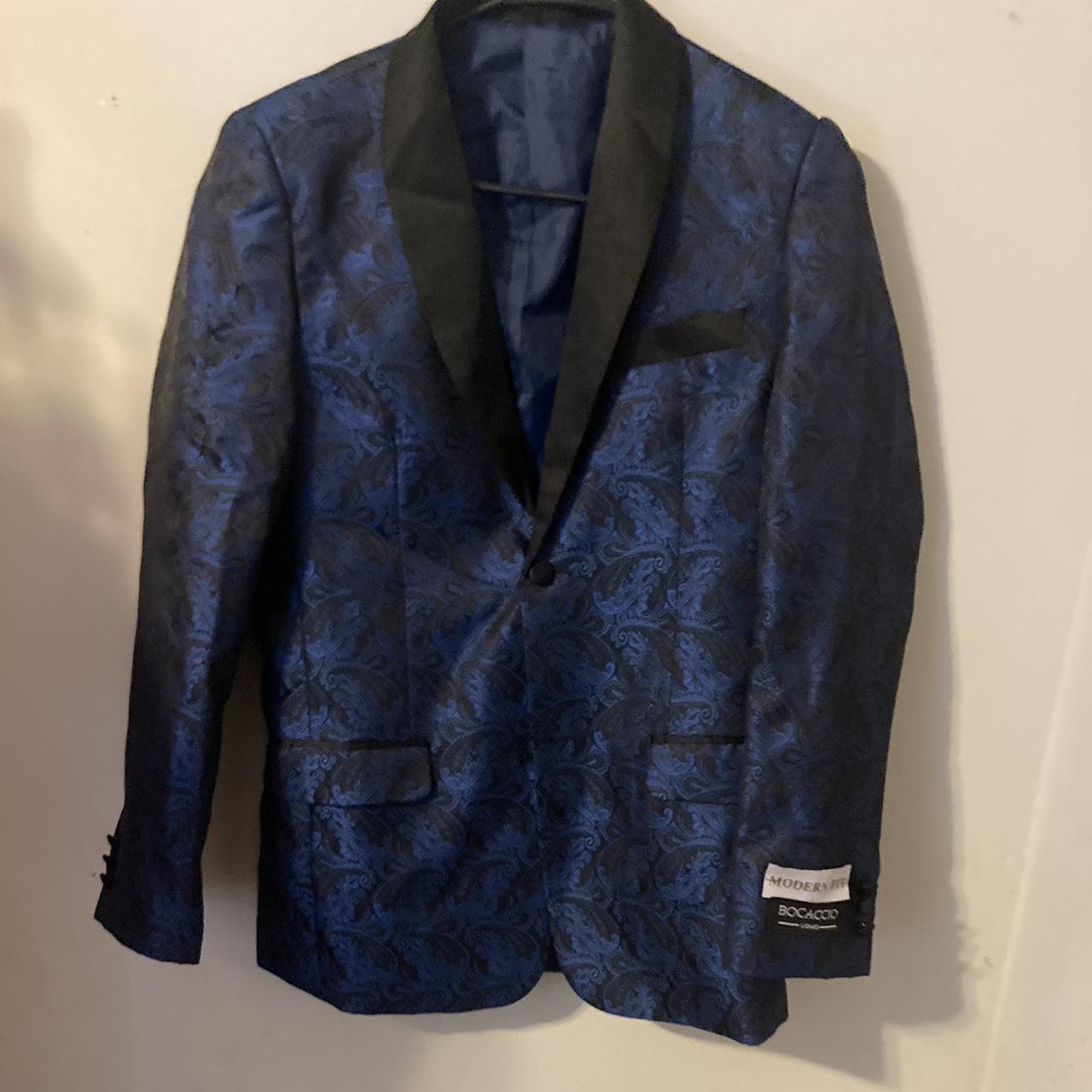 Blue and black pretty designed tux by Bocaccio Uomo... - Depop