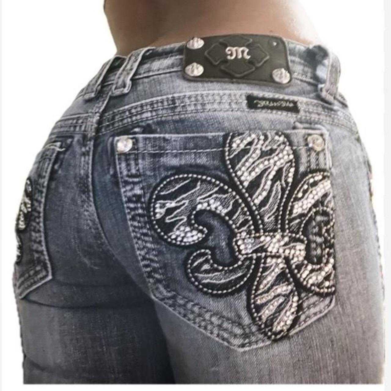 Y2K Light blue low rise miss me jeans bedazzled... - Depop