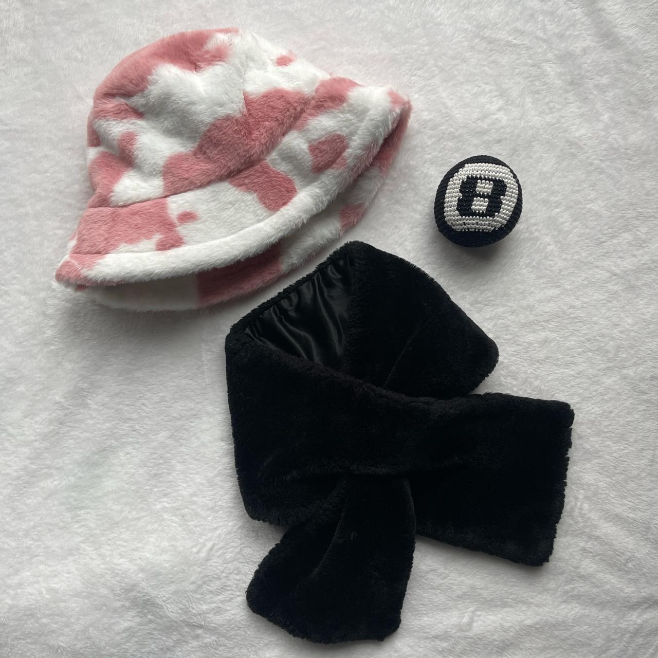 Strawberry Milk Cow Fuzzy Bucket Hat🍓🥛 Faux fur... - Depop