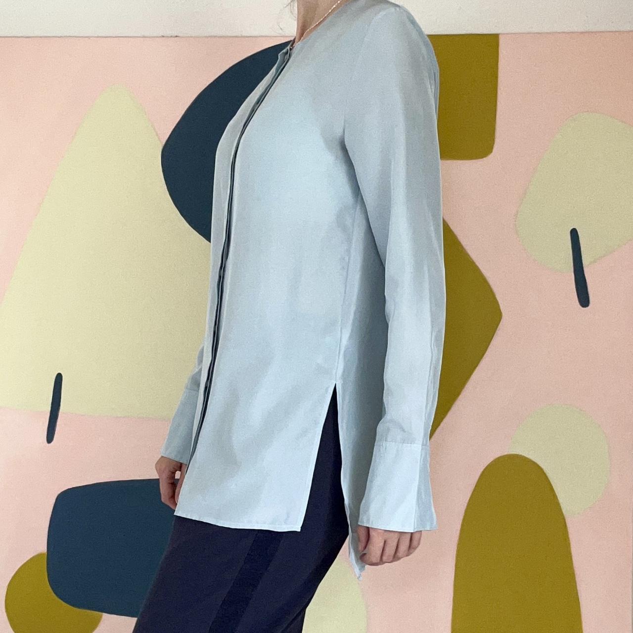 Really beautiful pale blue 100% silk cos shirt- size... - Depop