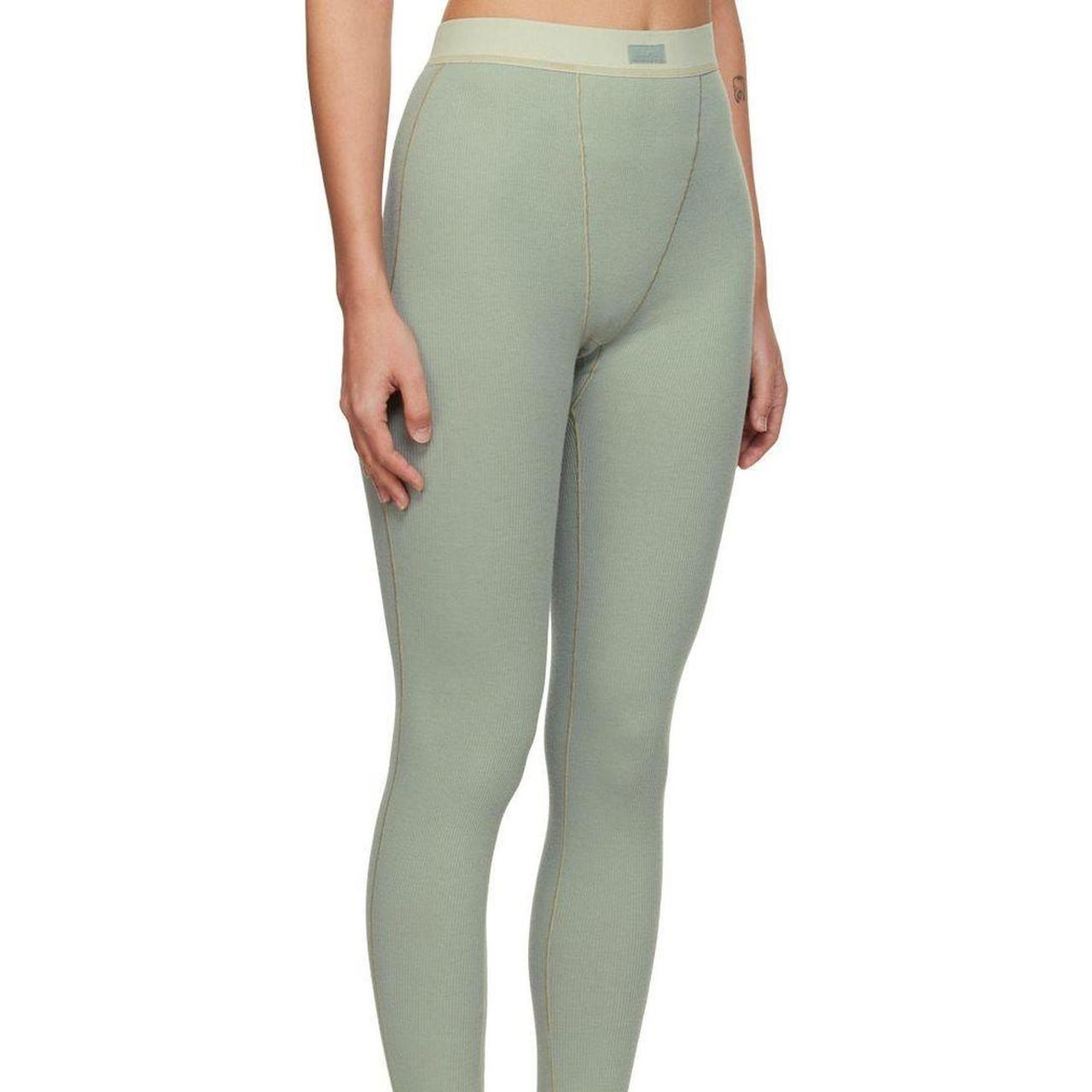 Skims cotton ribbed leggings in sage -Great... - Depop
