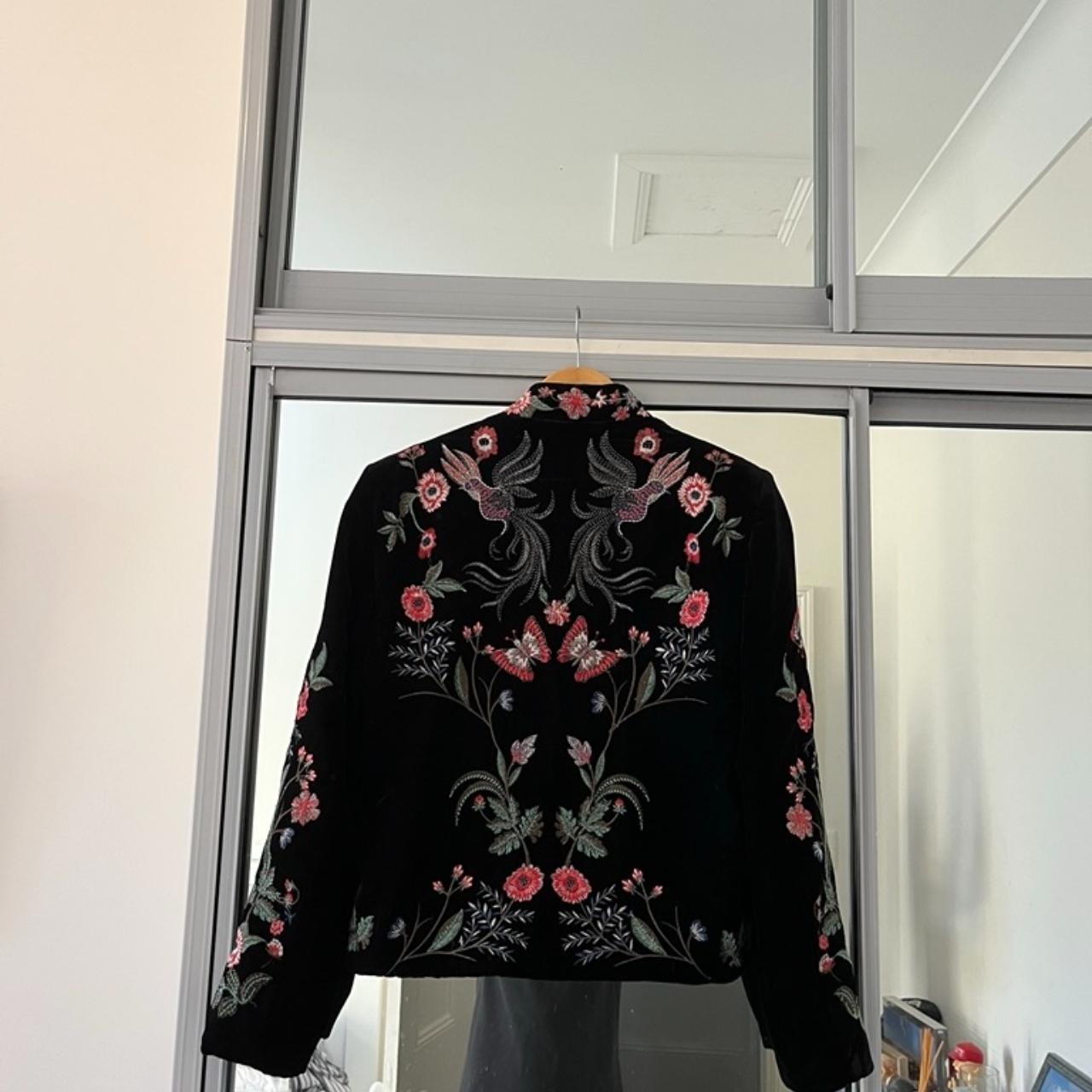 ZARA Premium Collection Velvet black embroidered blazer - Depop
