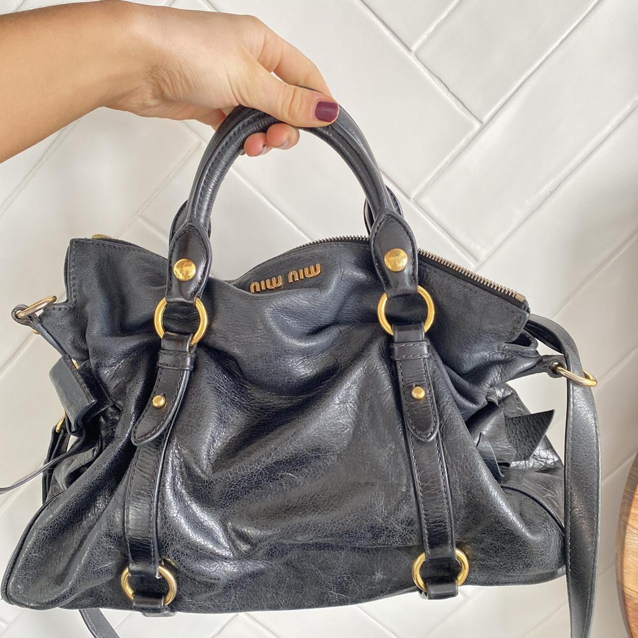 Authentic second hand Miu Miu black leather bag.... - Depop