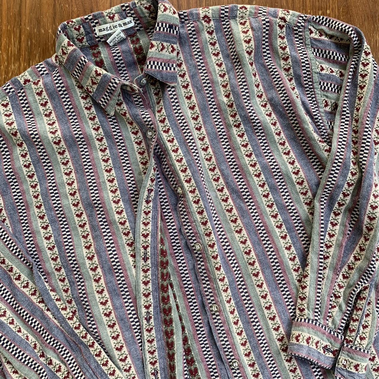 Vintage Maggie & Max button up shirt stripes,... - Depop