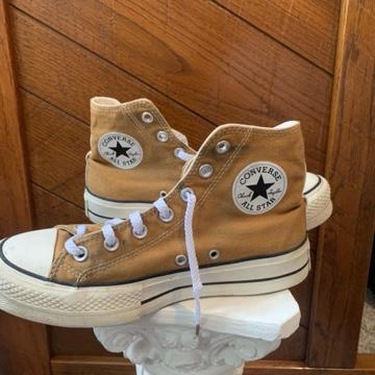 Brown high top platform converse sneakers Womens... - Depop