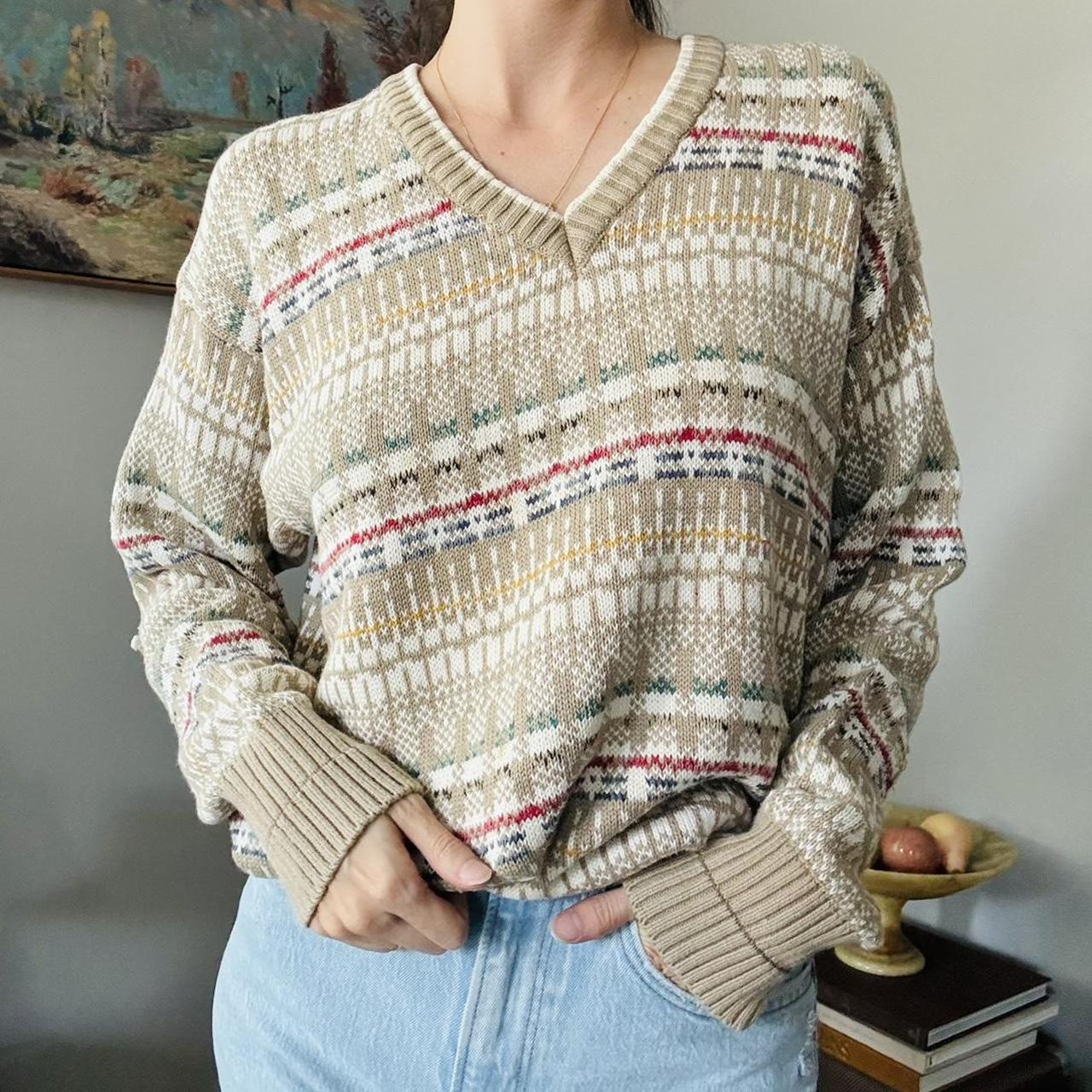 Vintage Boston Traders knit grandpa vneck sweater... - Depop