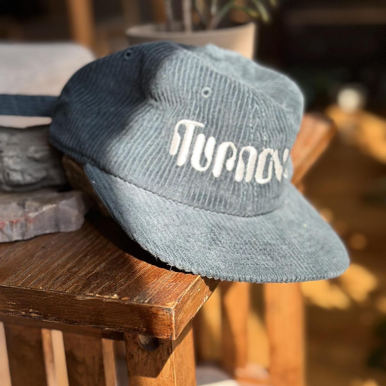 Turnover Chunky Cord Hat Never worn / Green blue... - Depop