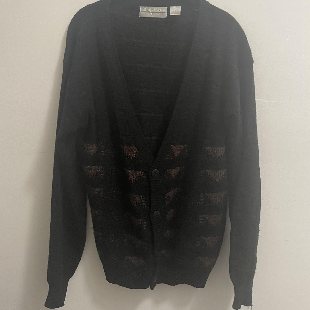 Vintage 90s grunge emo goth grandpa cardigan Size... - Depop