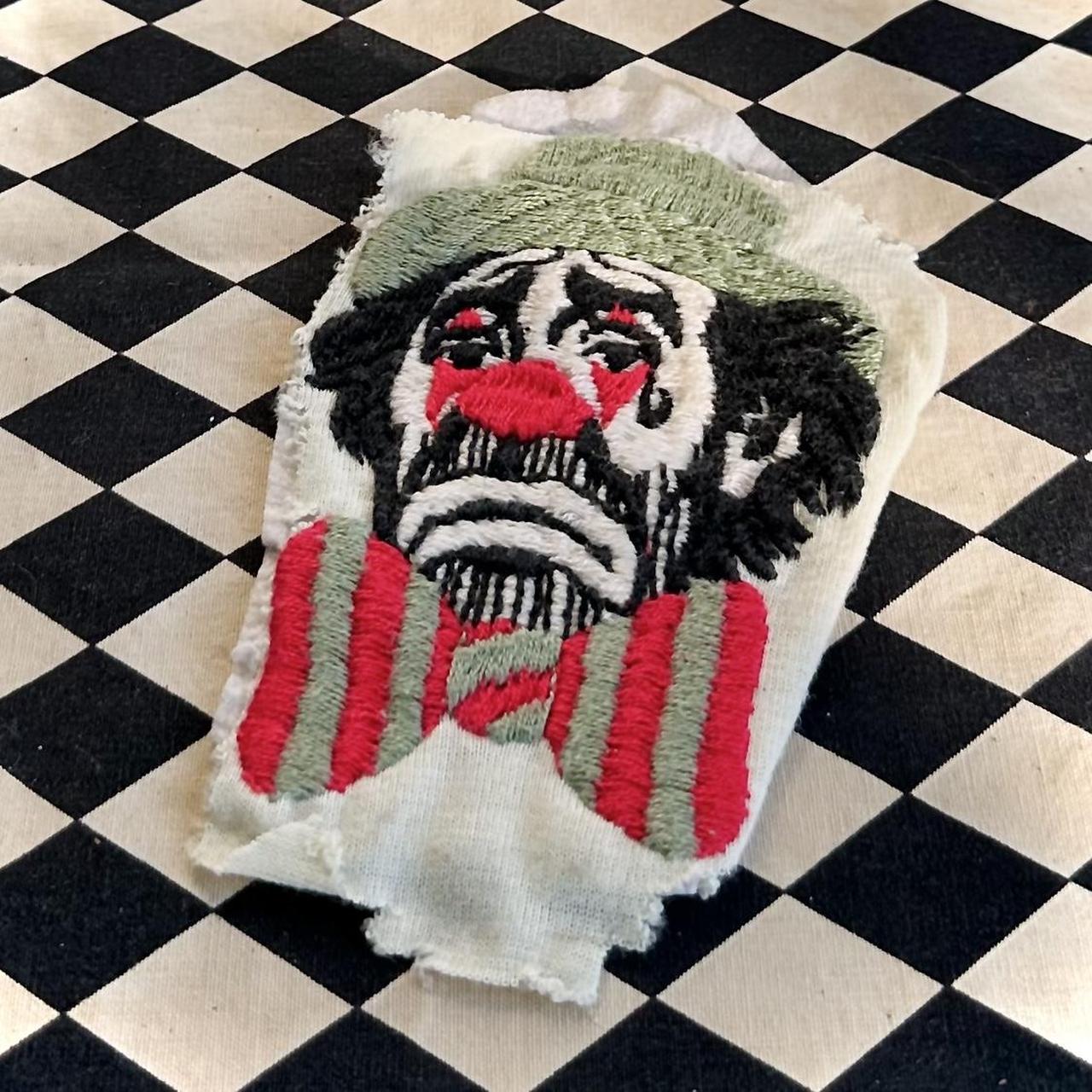 Handmade vintage 70s embroidered clown patch pale,... - Depop