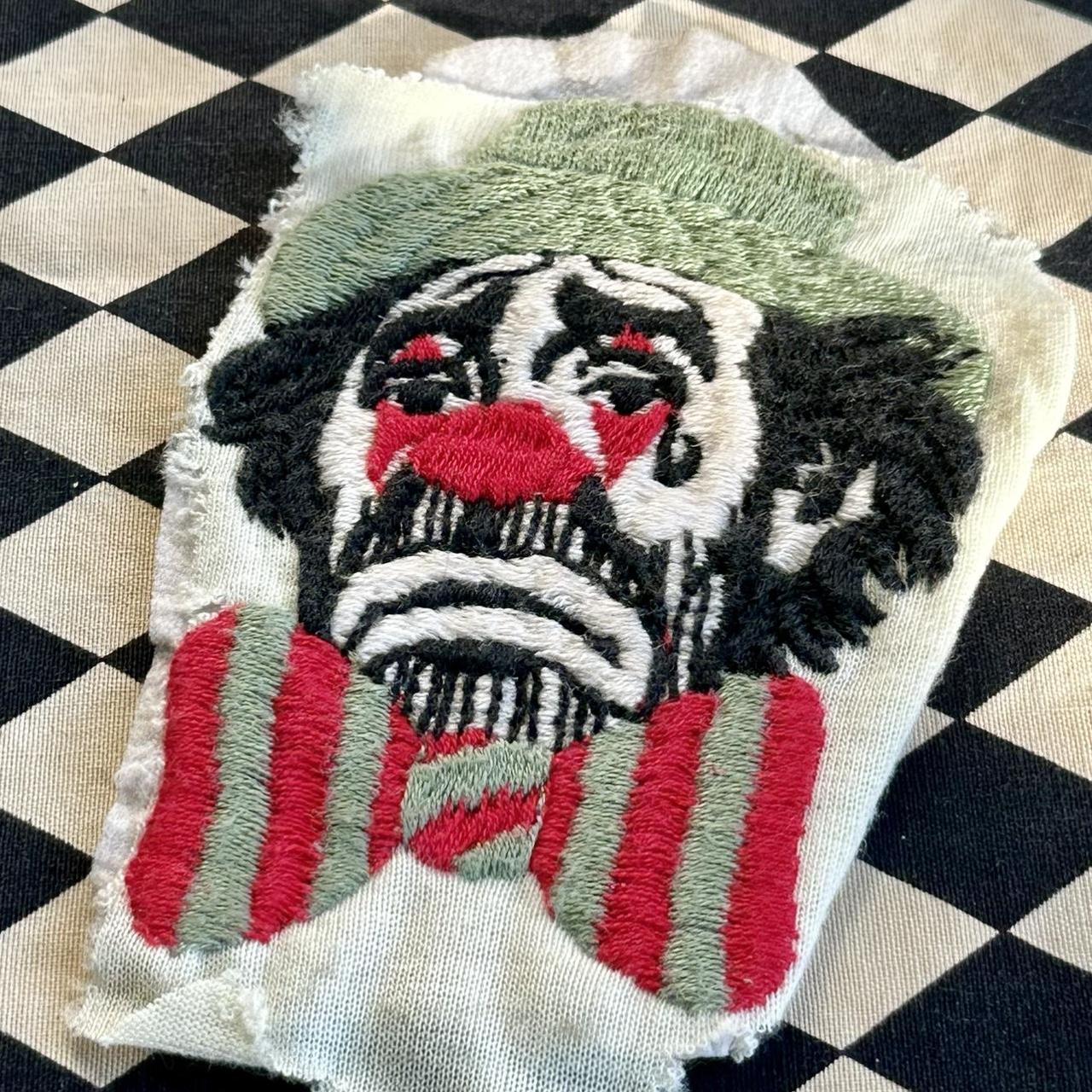 Handmade vintage 70s embroidered clown patch pale,... - Depop