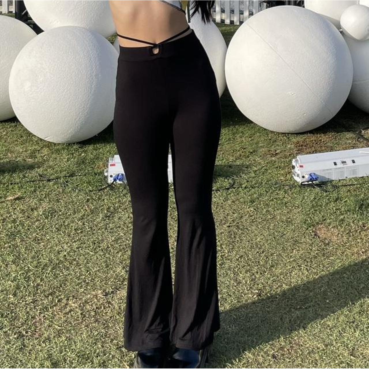 Shein Wide Leg Pants with String Size S-M wore... - Depop