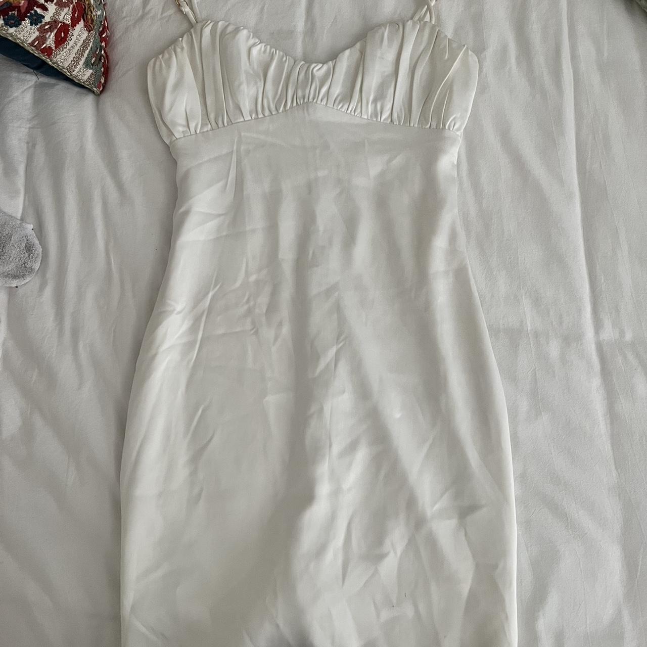 White meshki bodycon… small hole at the base of the... - Depop