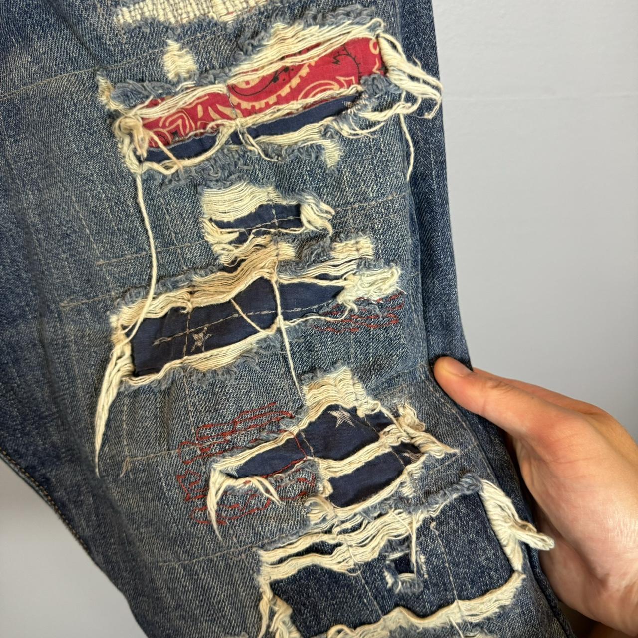 Polo Ralph Lauren denim distressed ripped red... - Depop