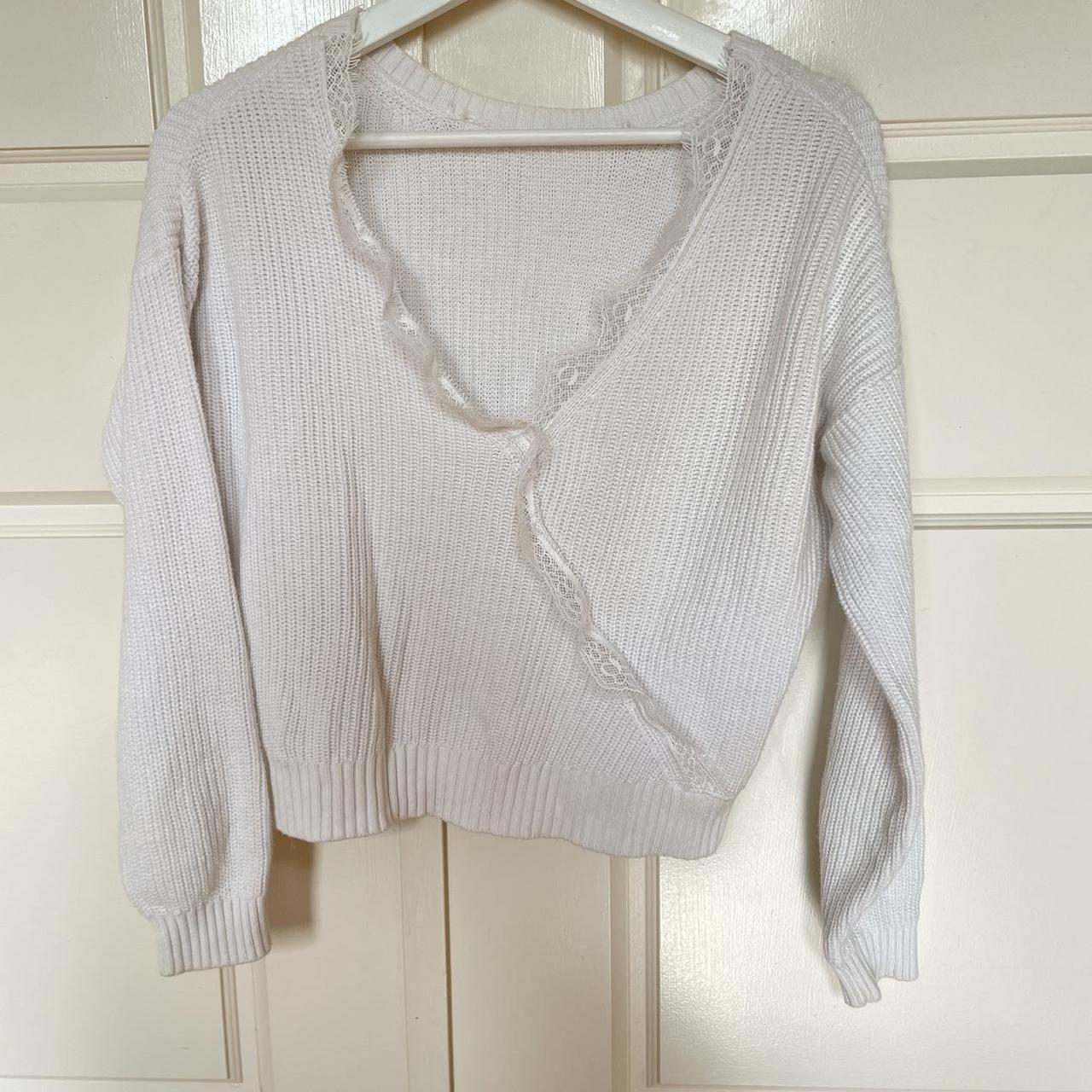 Hollister white knit jumper size small. Super cosy... - Depop