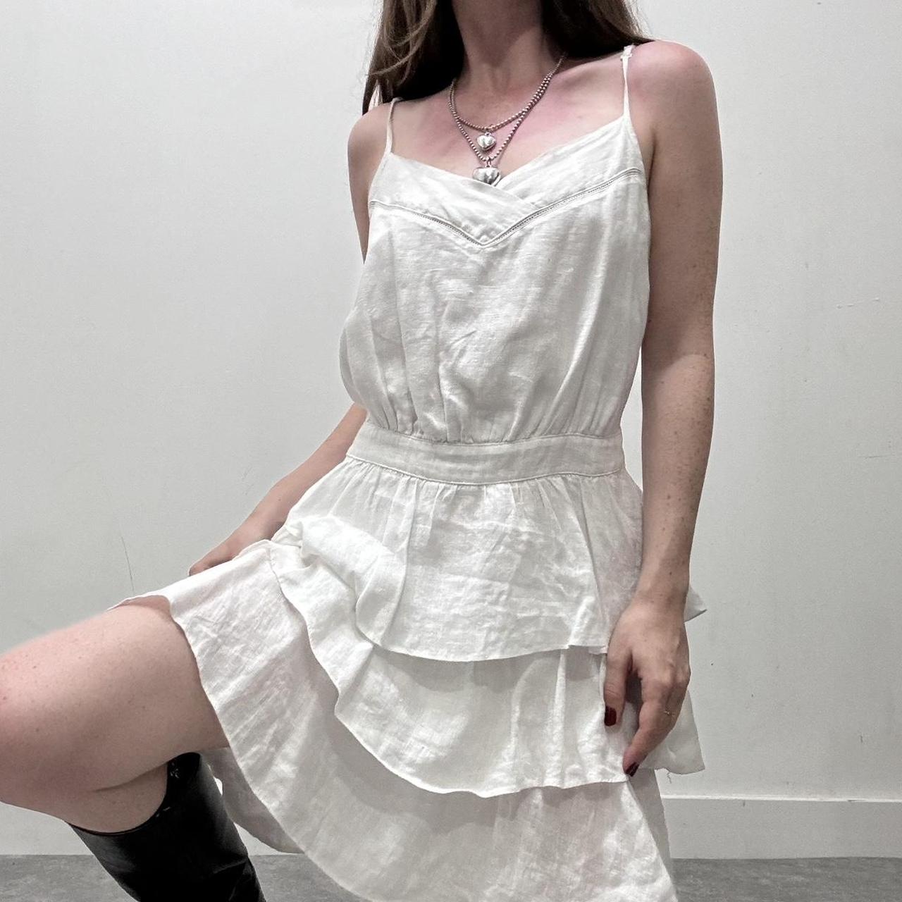 white linen ruffle dress 💋 ABOUT THIS ITEM Vintage... | Depop