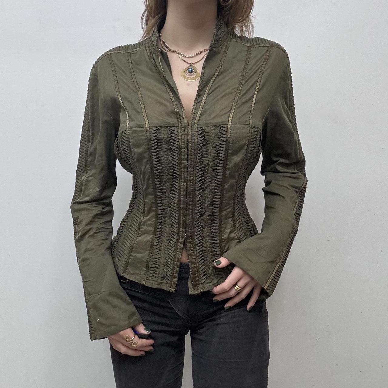 khaki cinched ribbon corset shirt FREE U.K.... - Depop