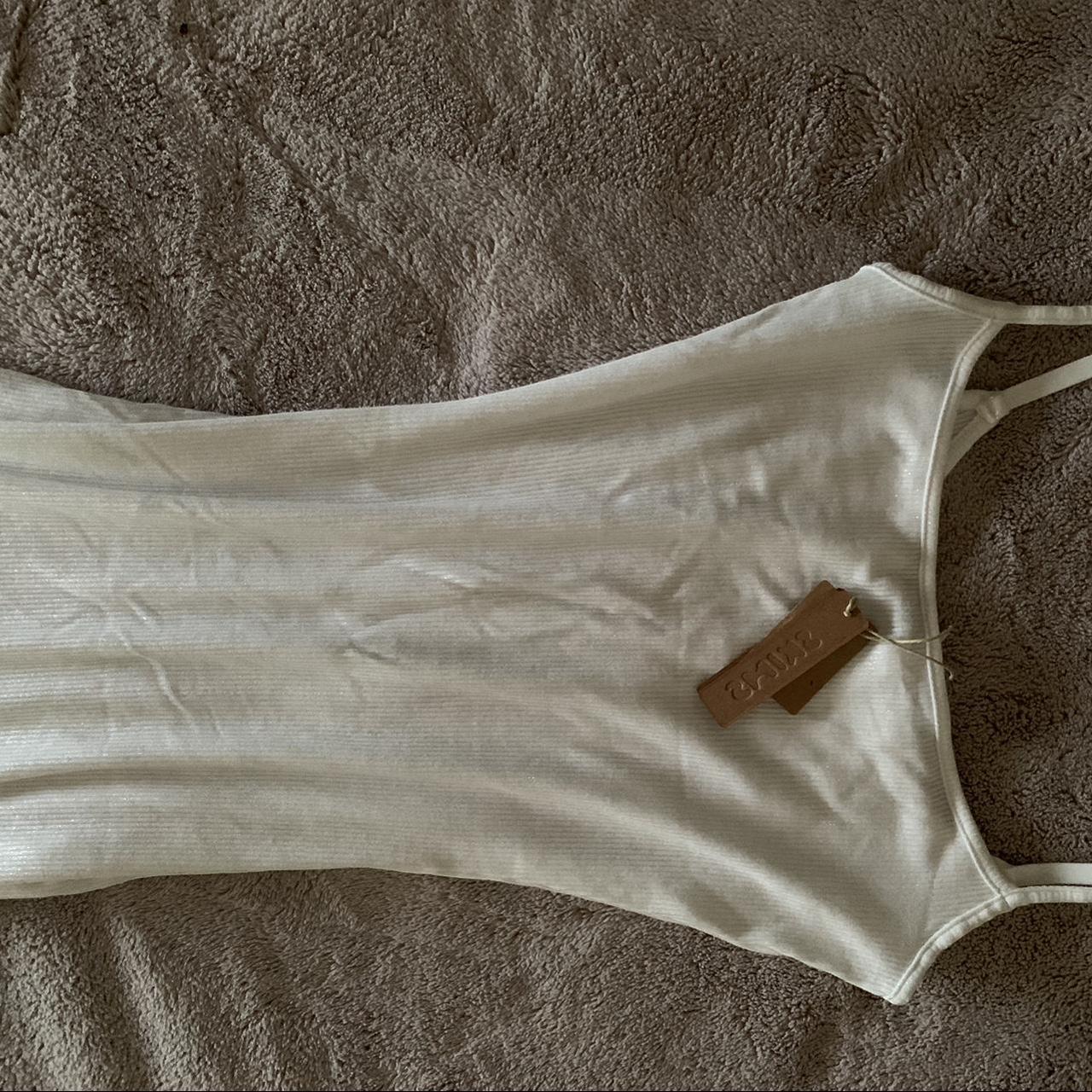 Skims Women's White and Silver Dress | Depop