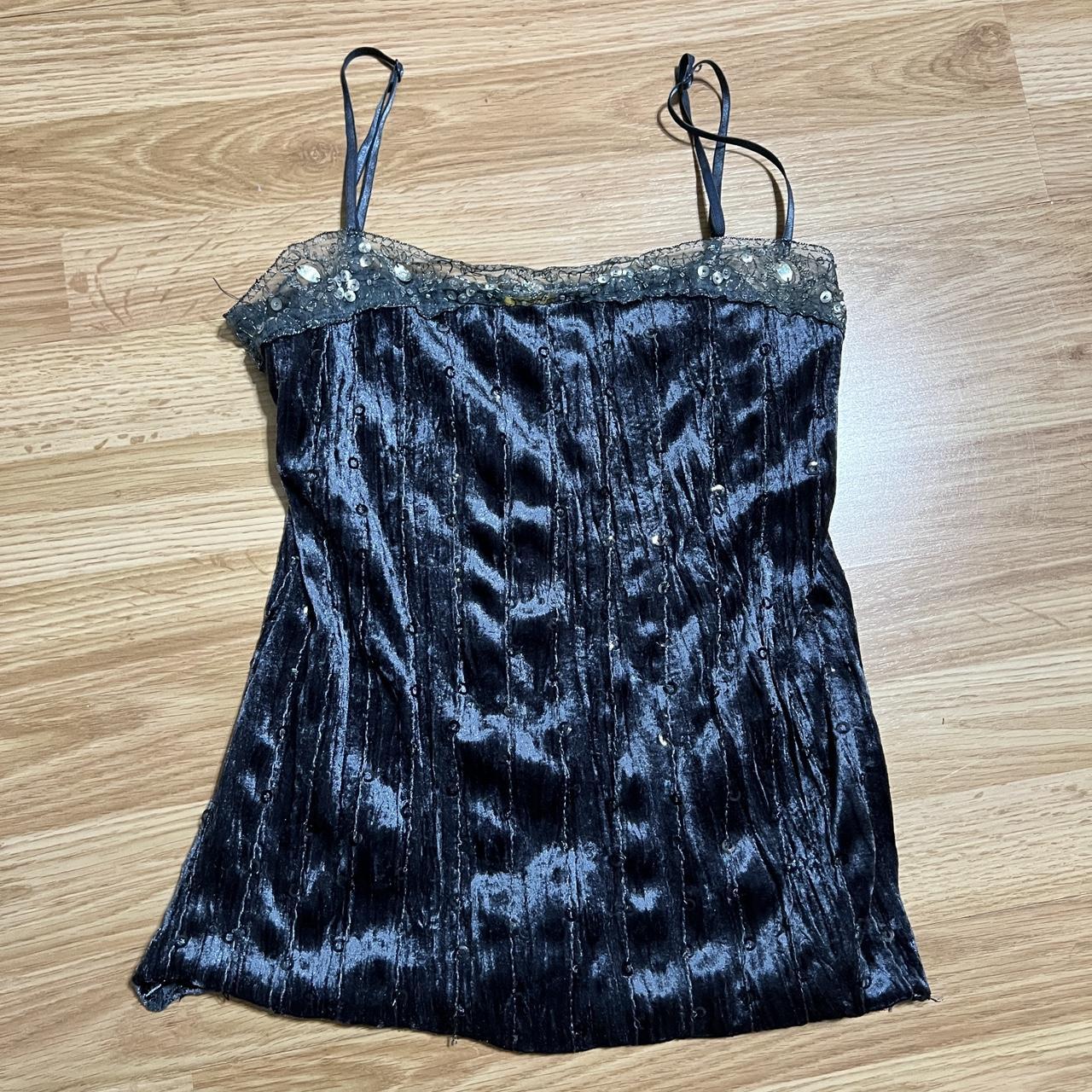 Dark Blue Tank Laced Size-M Pit to... - Depop