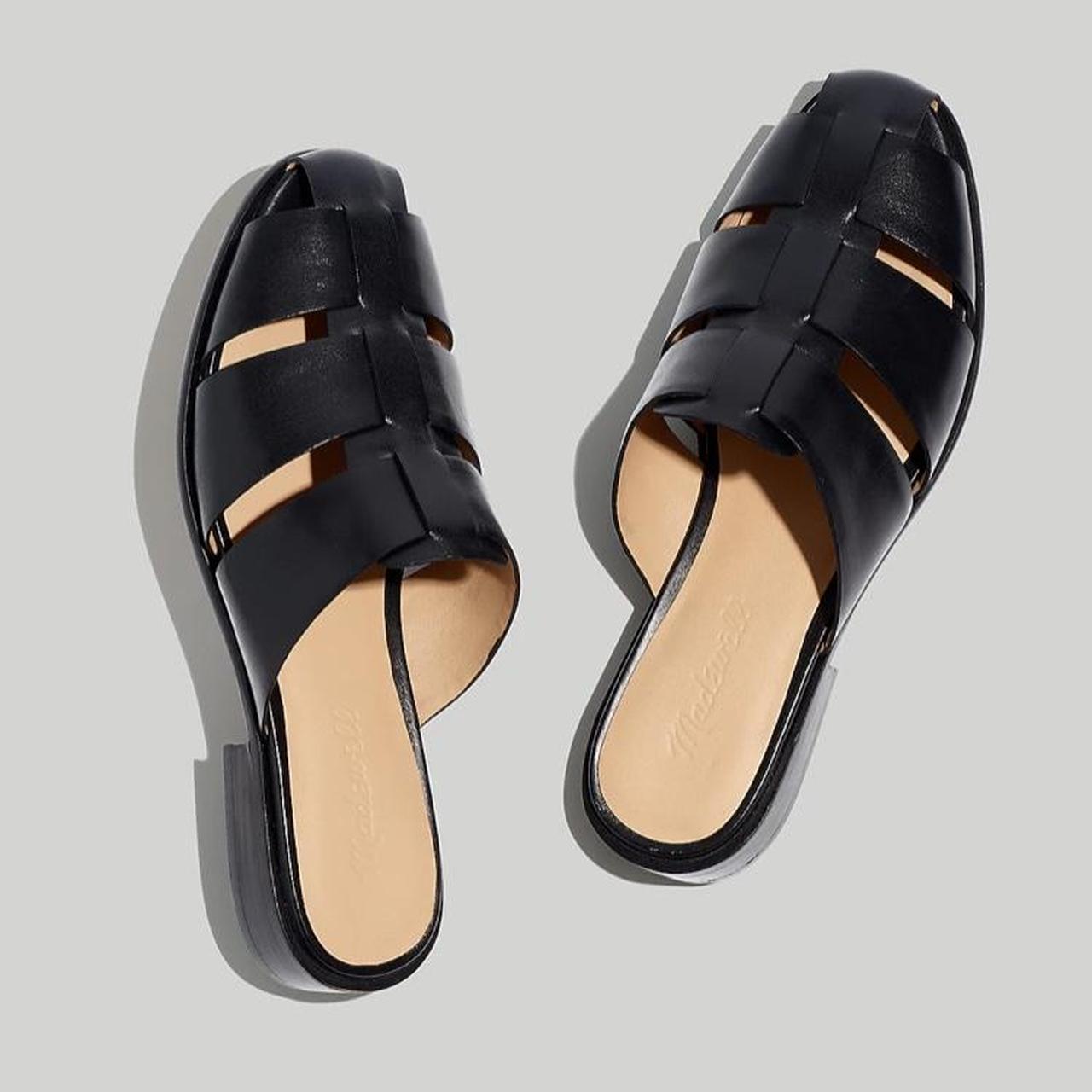 Never worn! Fisherman-style mules a 7/8" heel,... - Depop