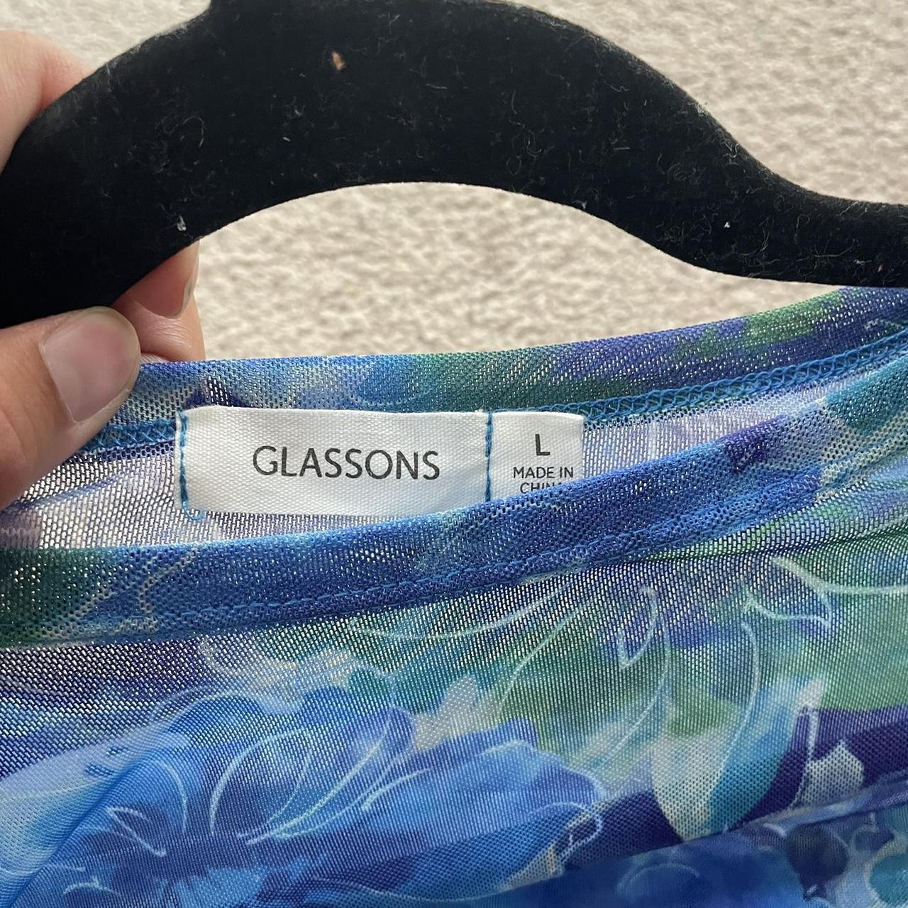Gorg cropped mesh Glassons top. Blue floral mesh.... - Depop