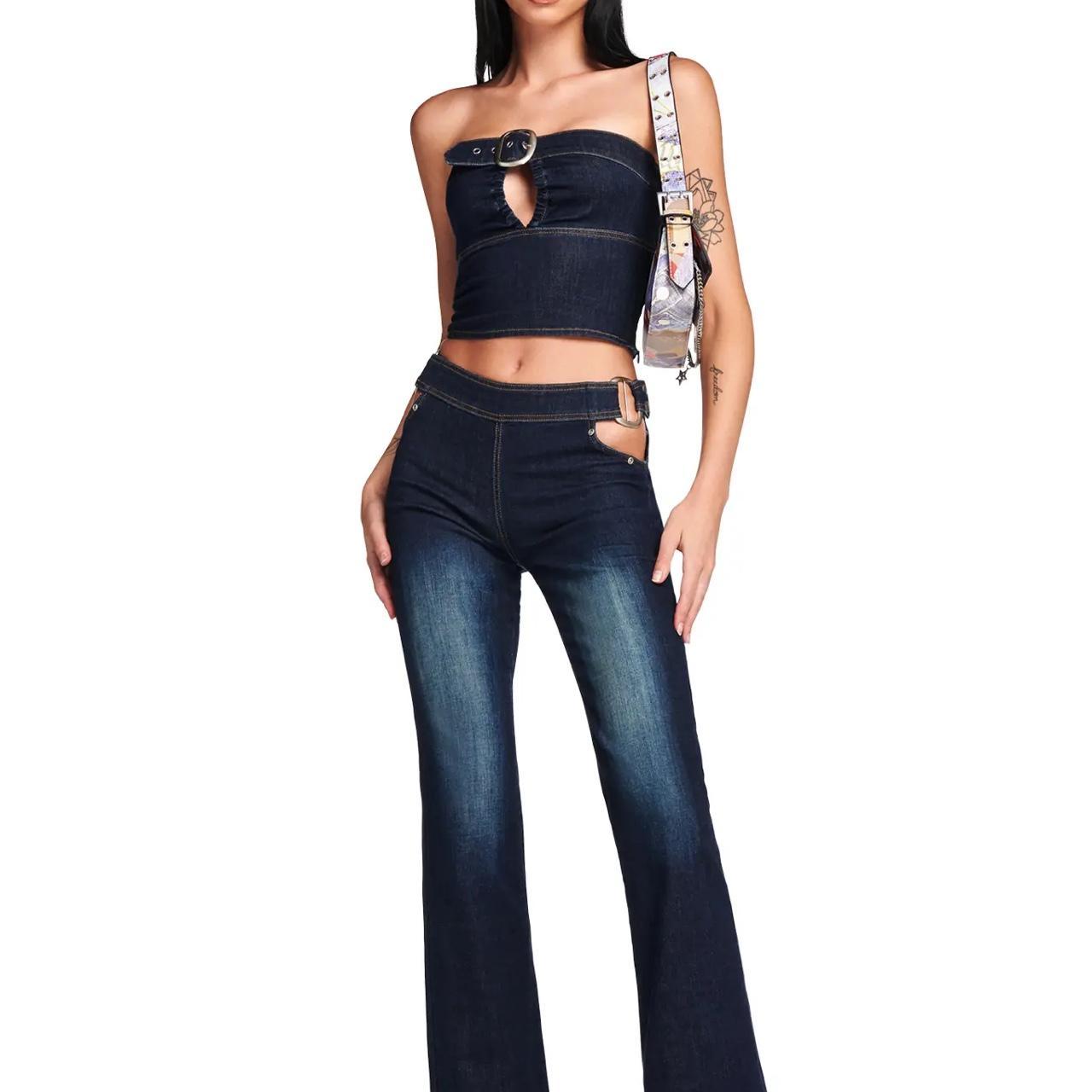 I Am Gia Drew Set Dark Denim Worn Twice In Great Depop