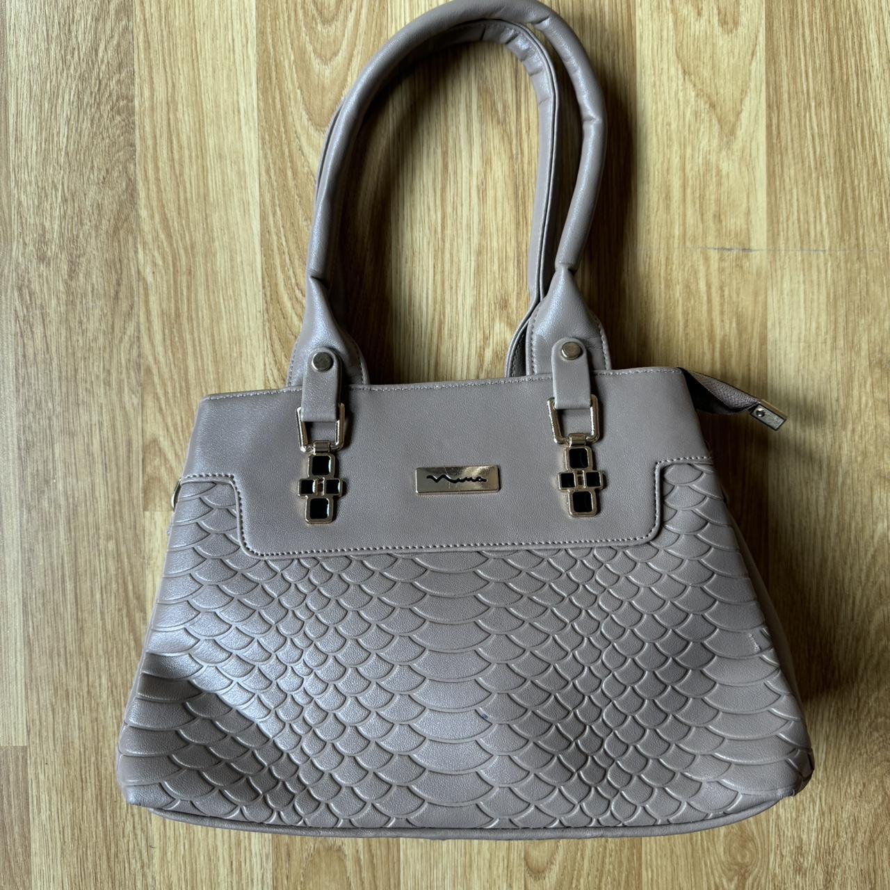 Taupe Handbag Medium sized Handbag with gold... - Depop