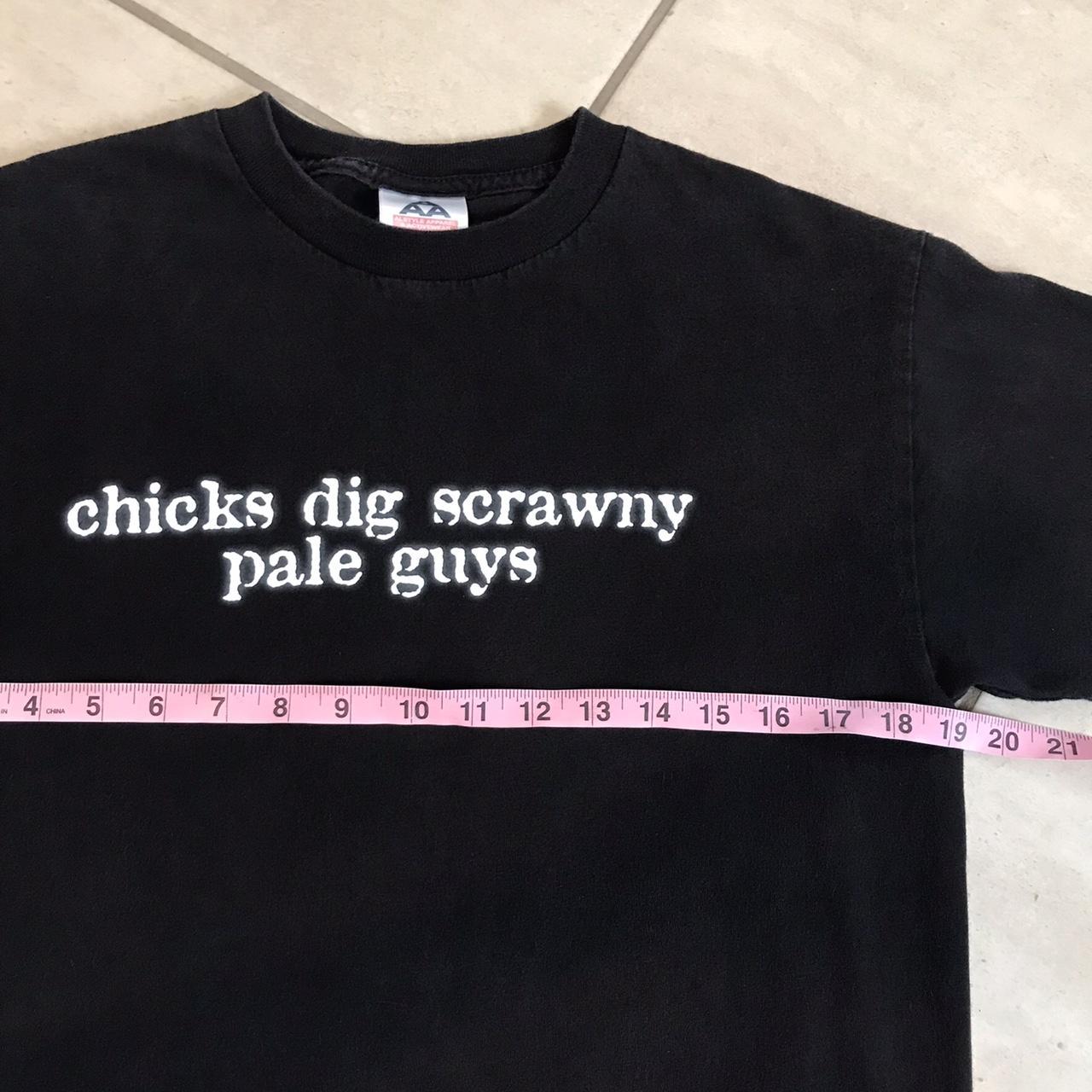 Vintage 2000s “chicks dig scrawny pale guys” graphic... - Depop