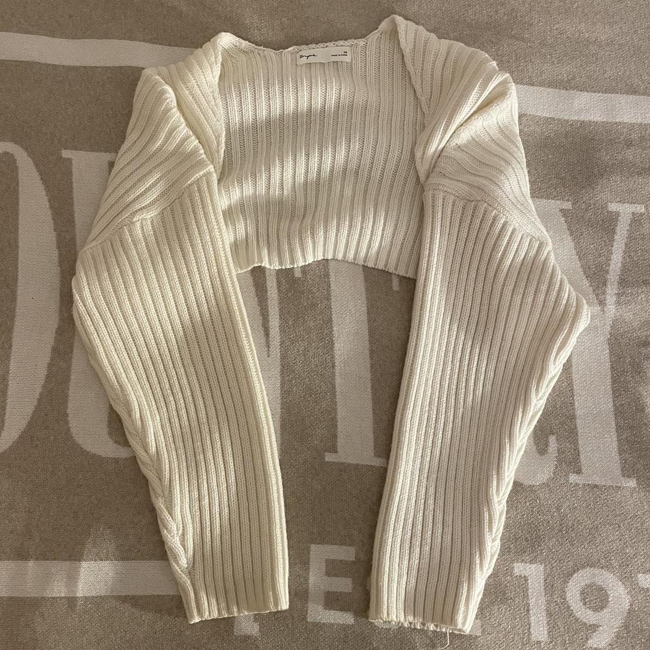 SUPRE - White/cream knit bolero Barley worn, great... - Depop