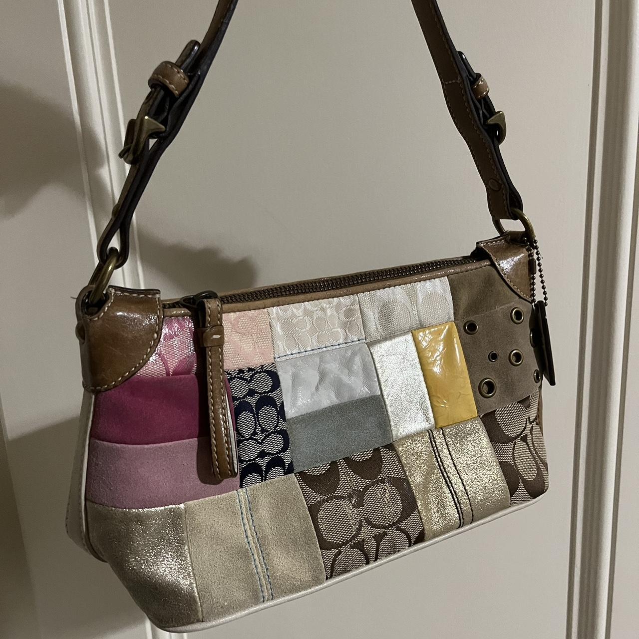 Vintage rare authentic coach patchwork shoulder bag... - Depop