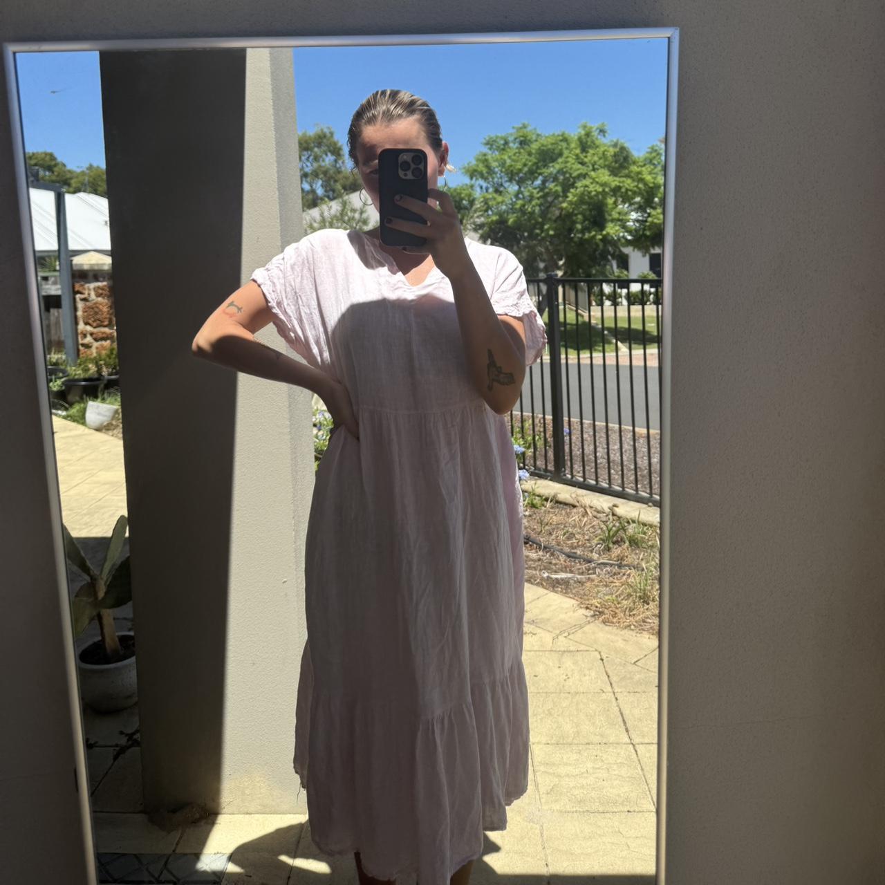 Pale pink smock dress. best for hot days !! shown... | Depop