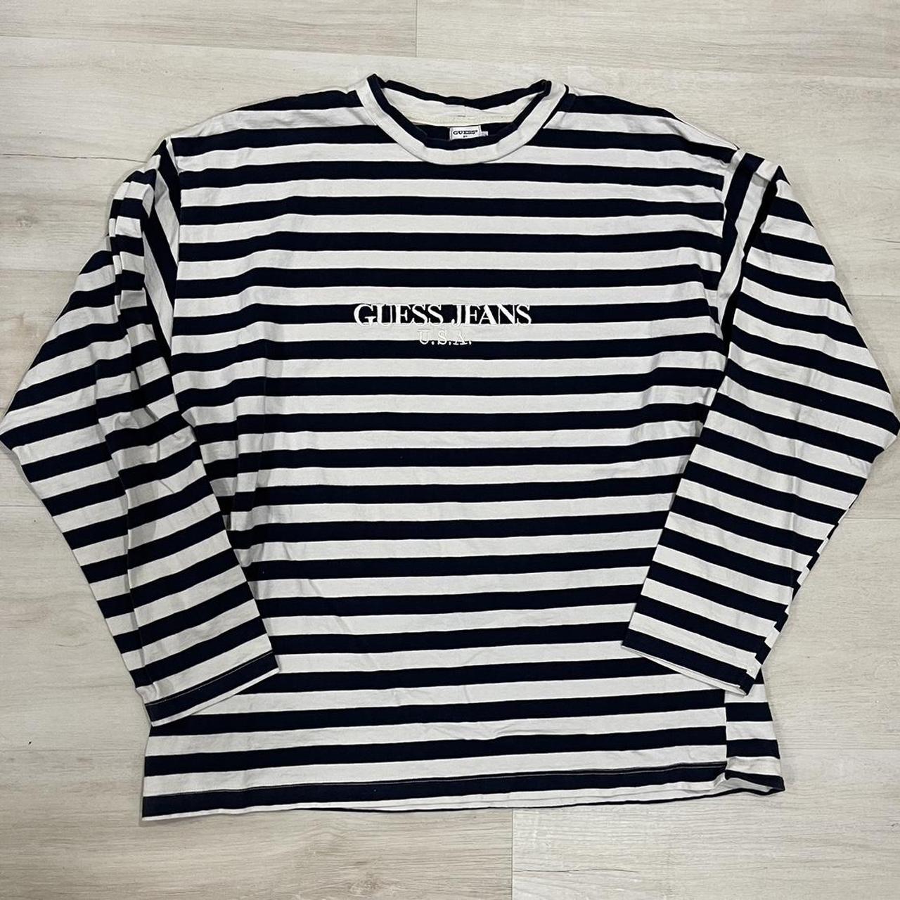 Vintage Guess Jeans Stripe Longsleeve Shirt • Sold... - Depop