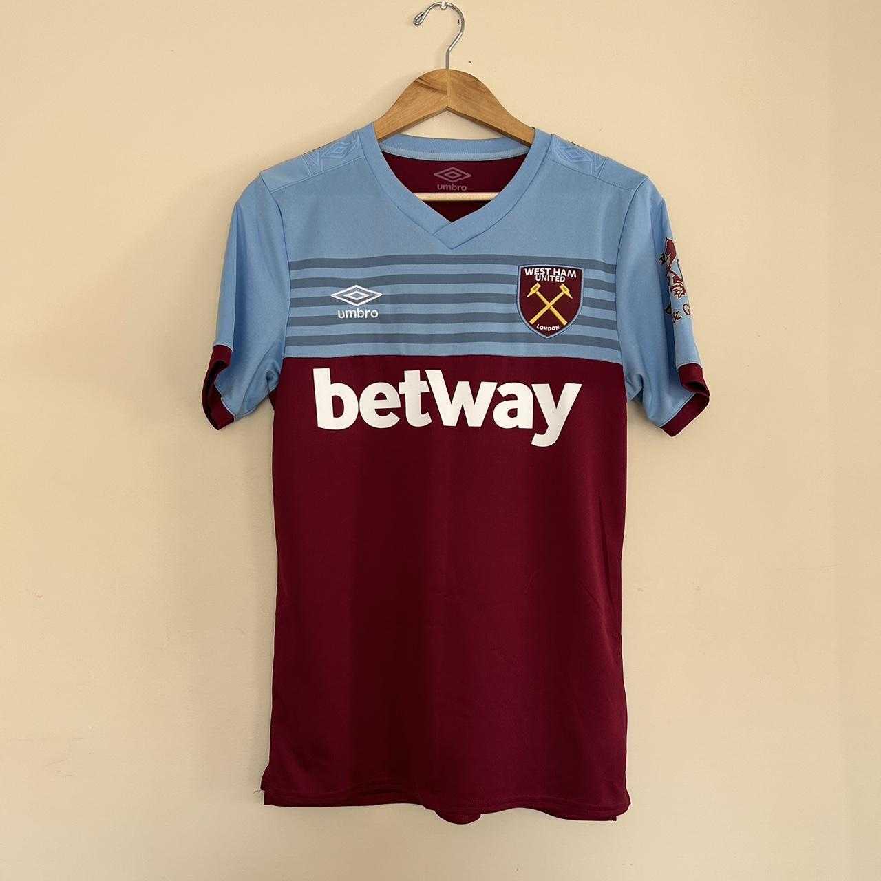 WEST HAM FC JERSEY BY UMBRO Size is a small Fits... - Depop