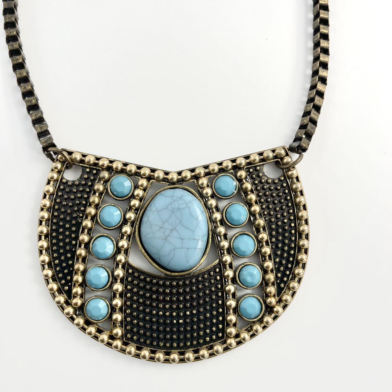 🔷 ALDO Large Egyptian Revival Style Faux Turquoise... - Depop