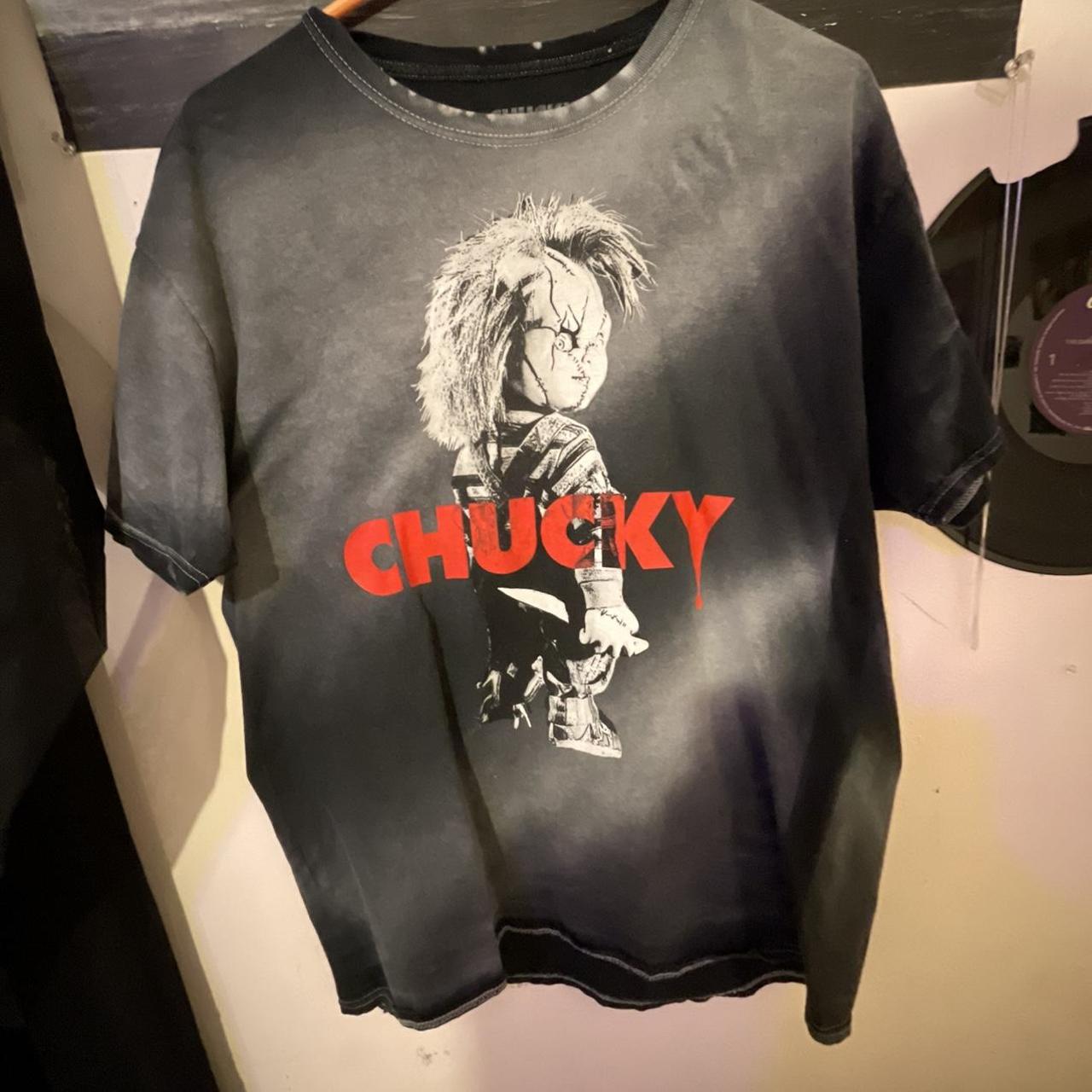 Chucky print grey and red Large shirt. - Depop