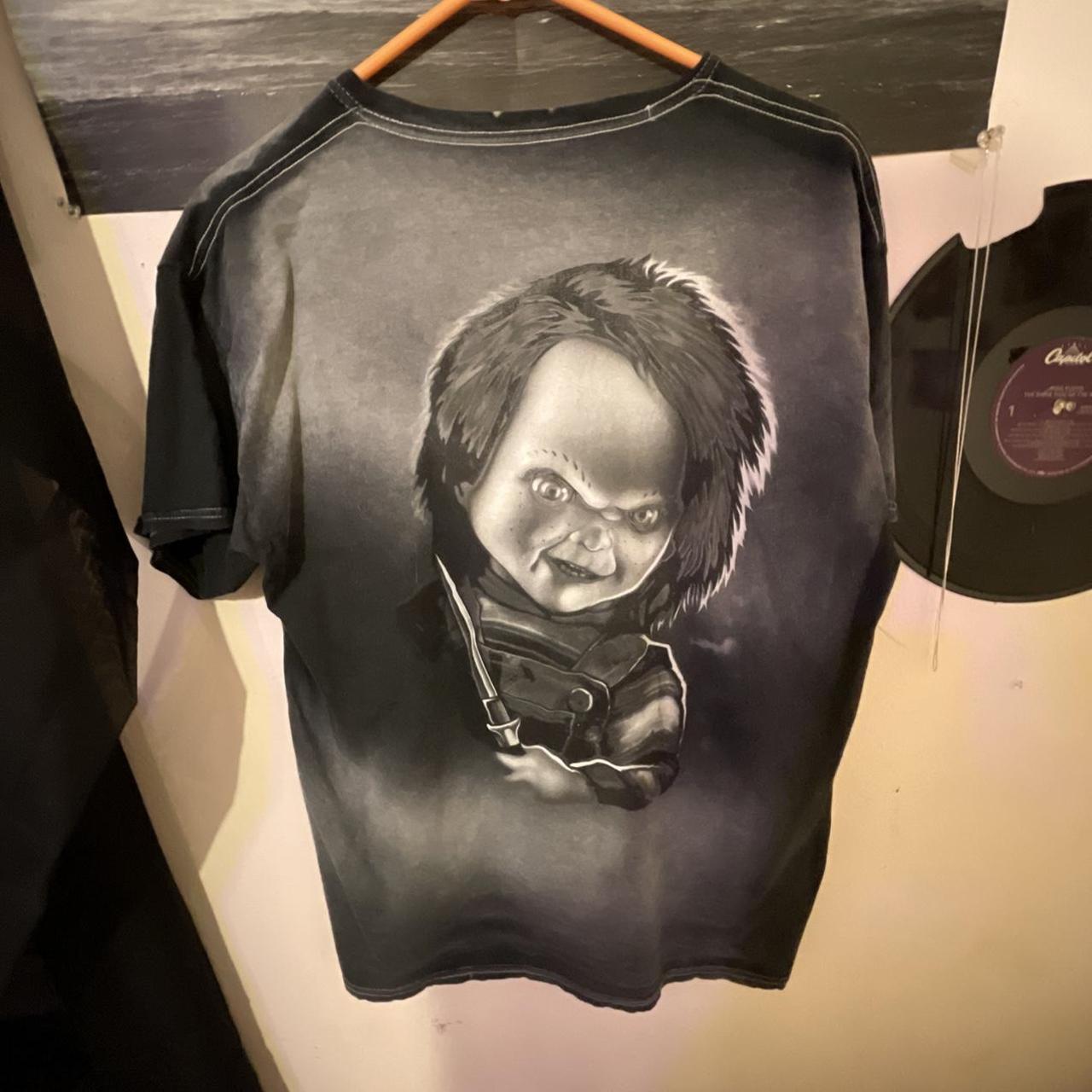 Chucky print grey and red Large shirt. - Depop