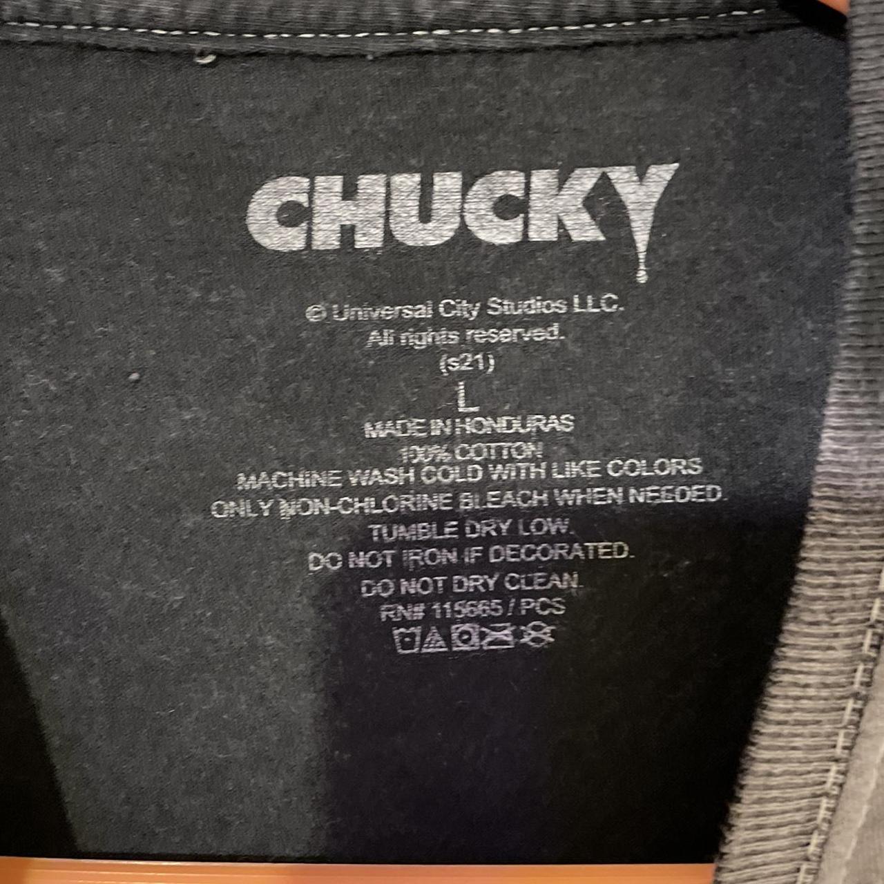 Chucky print grey and red Large shirt. - Depop