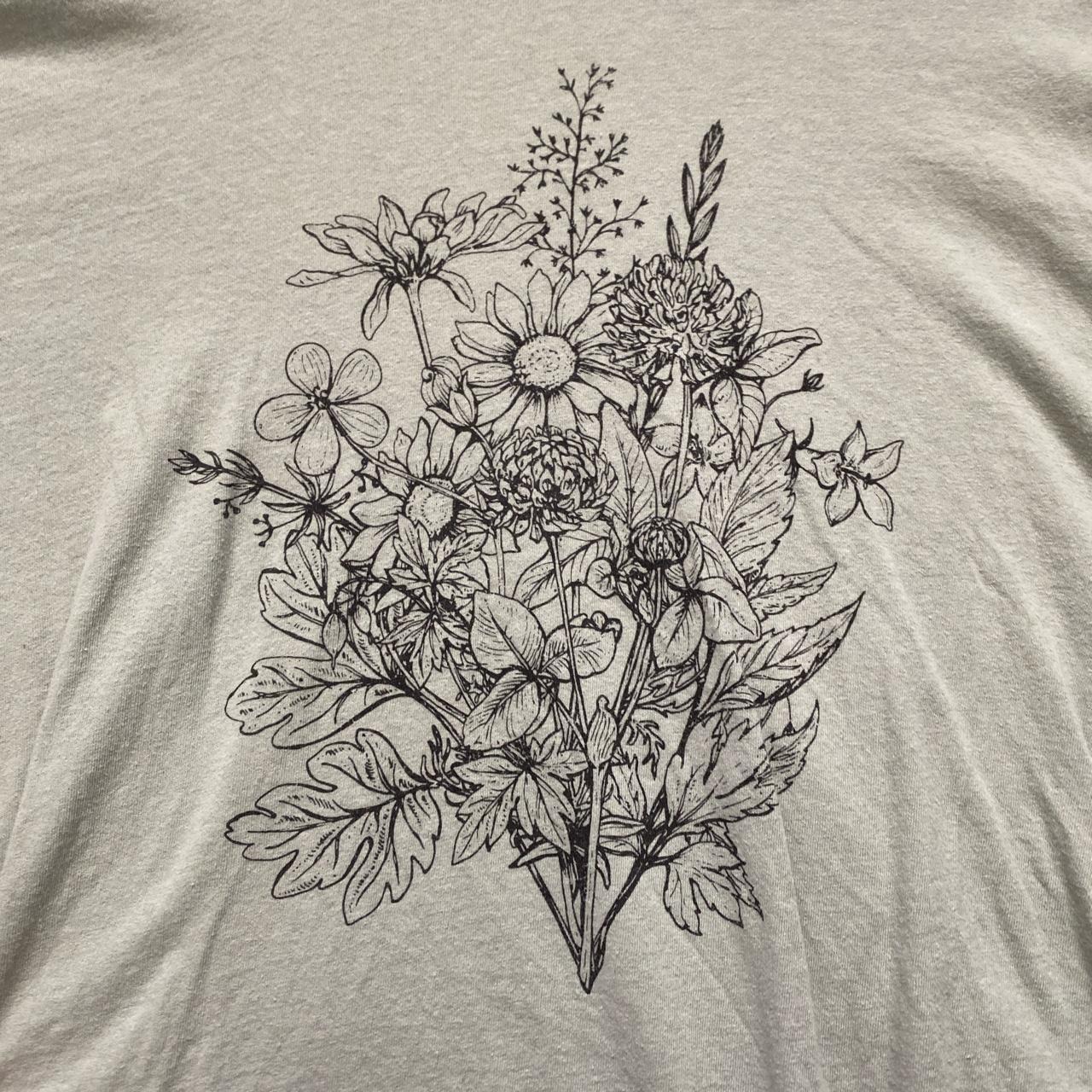 sage green floral flower bouquet graphic tee... - Depop