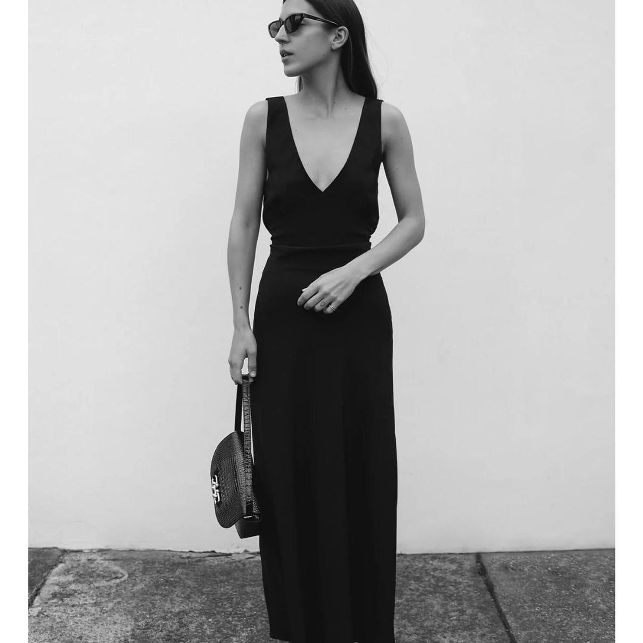 Olga Joan Plunge Bias Dress Nera RRP... | Depop