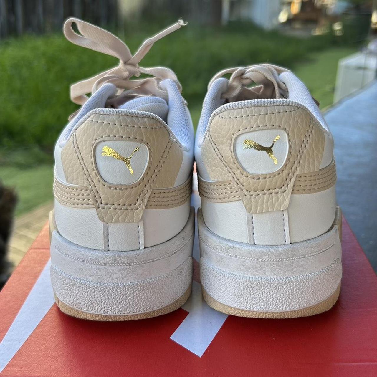 gorgeous cream and white puma shoes with a little... - Depop