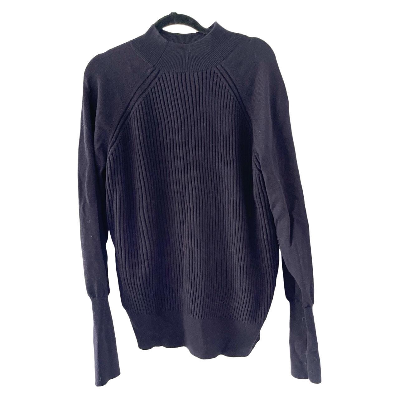 Dark navy blue Cos mock neck wool sweater. Ribbed... - Depop